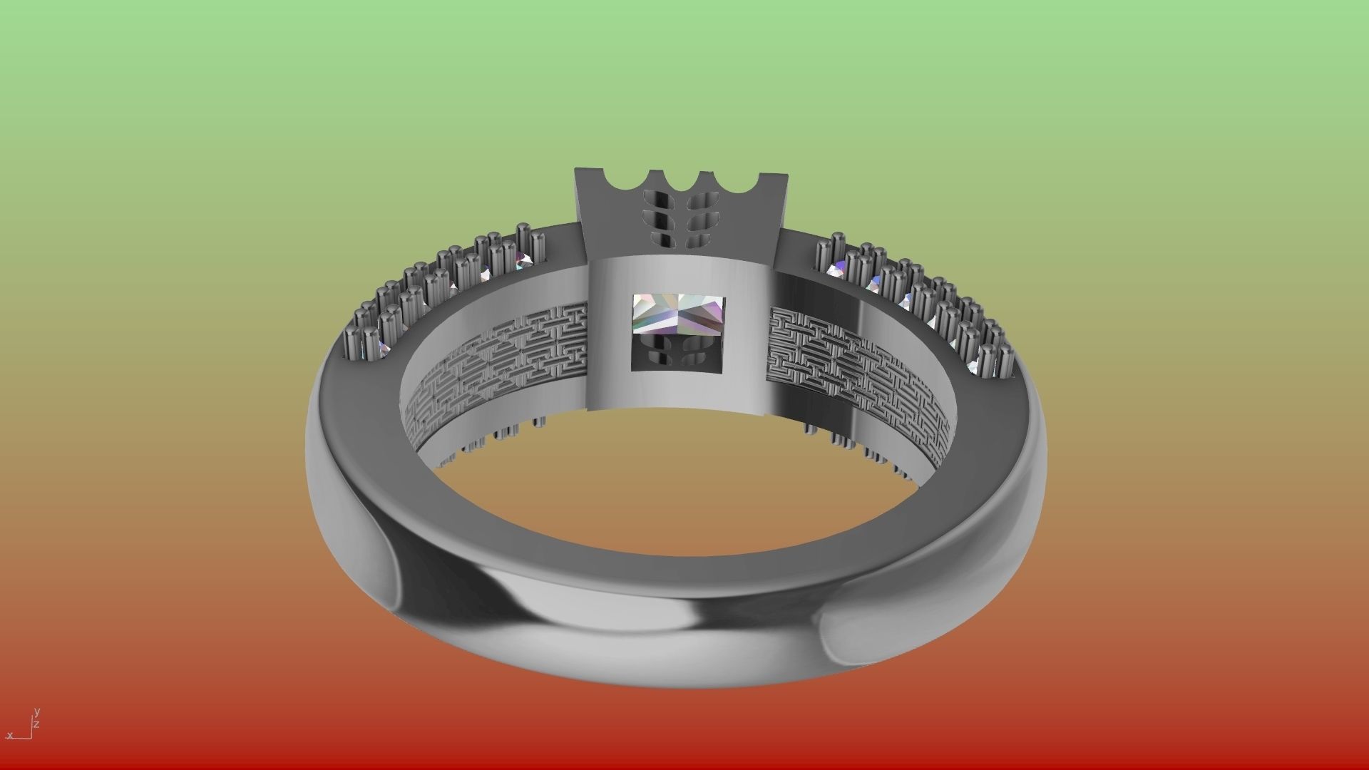 princess cut jali diamond shank ring stl verified 3D model 3D printable | CGTrader