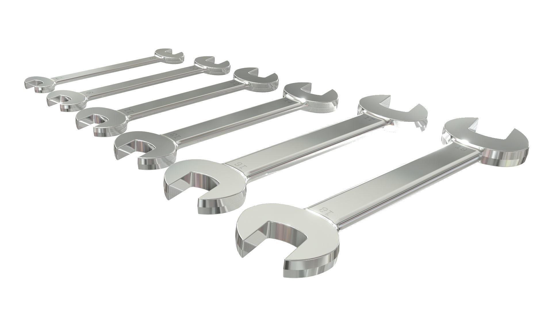 Set of 6 classic round wrenches conforming to JIS standards 3D model 3D ...