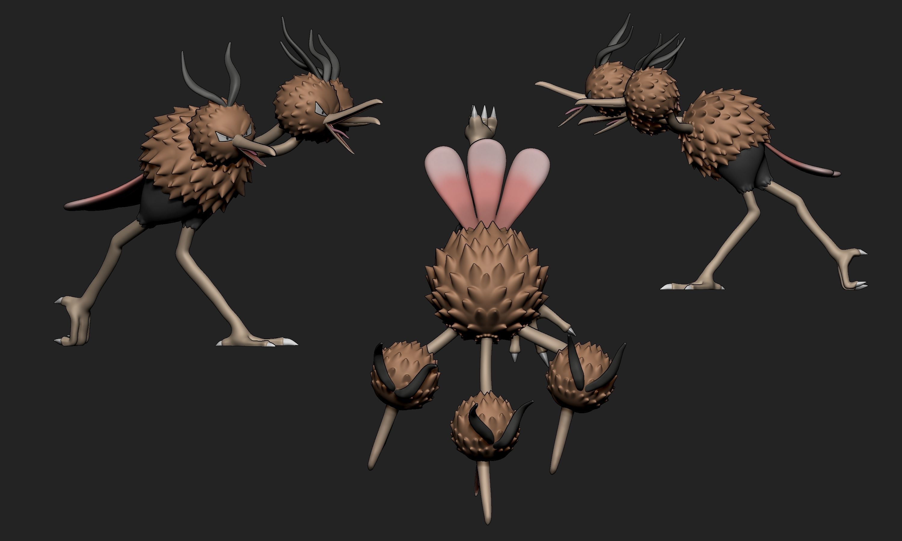 Pokemon - Dodrio with 2 poses 3D model 3D printable | CGTrader