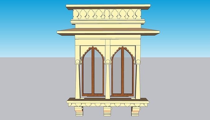 3D model indian jodhpuri stone jharokha window 3d modal VR / AR / low ...