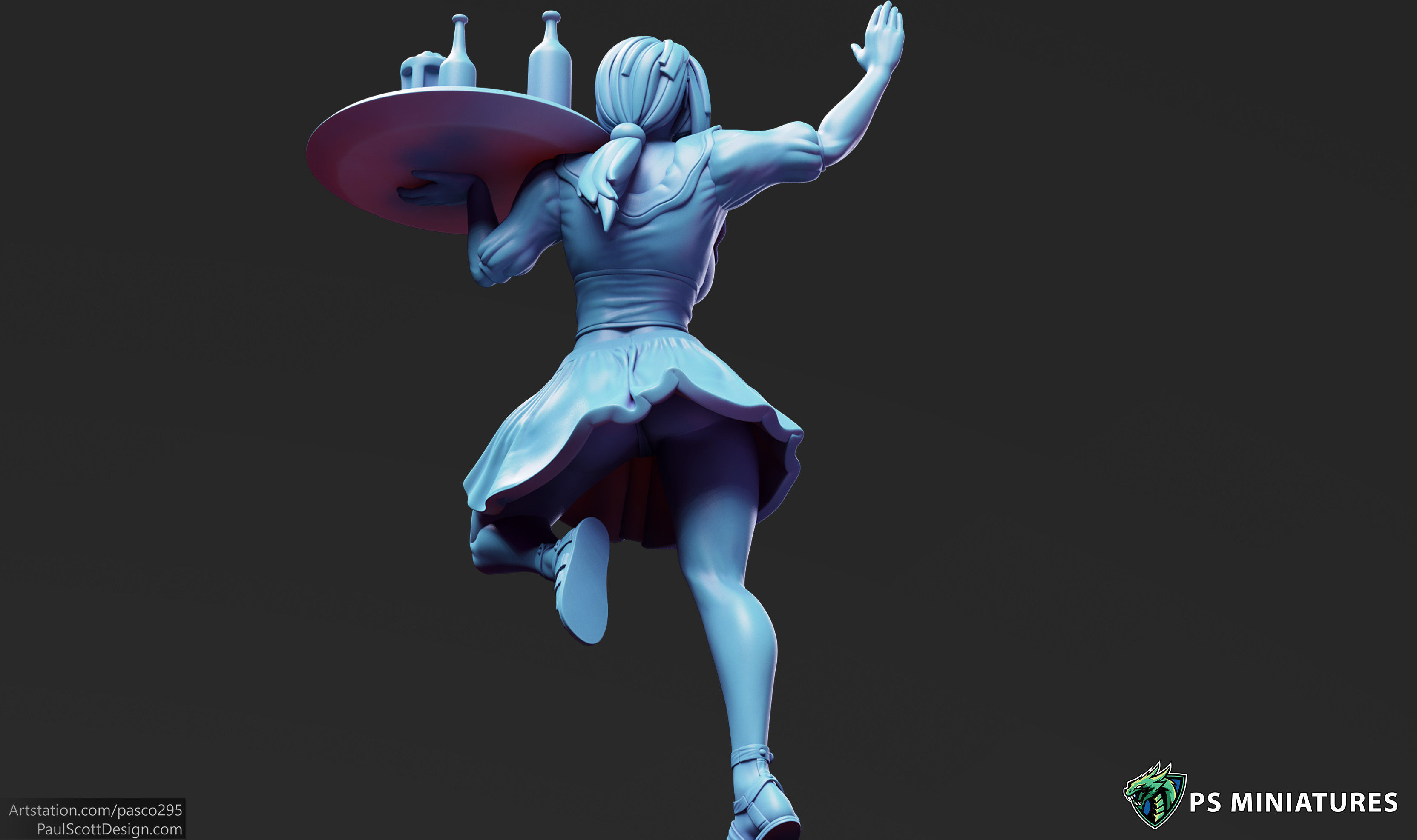 Human Barmaid 01 2 Variants and Pinup 3D model 3D printable | CGTrader