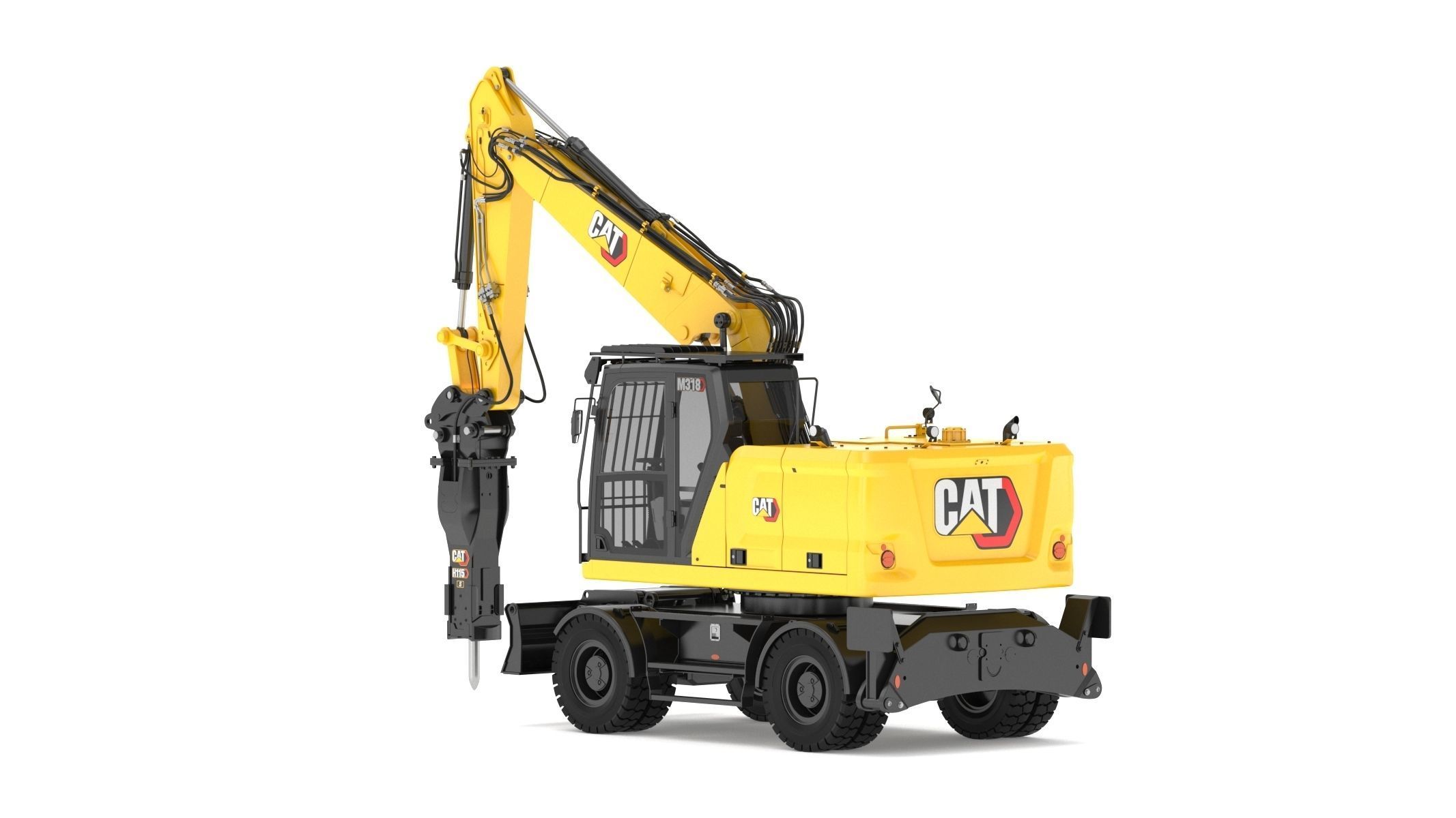 CAT M318 Wheel Excavator 3D model | CGTrader