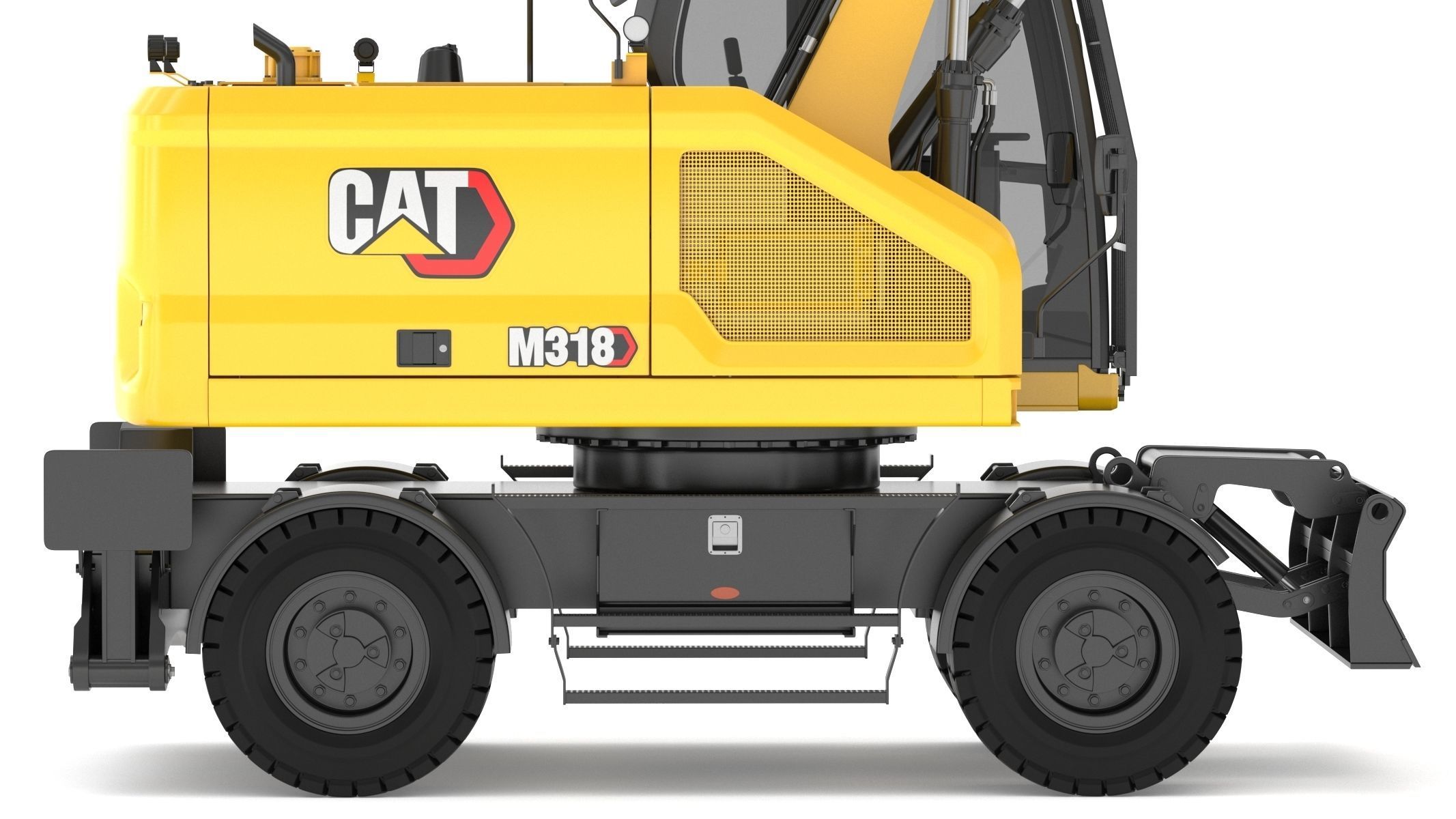 CAT M318 Wheel Excavator 3D model | CGTrader