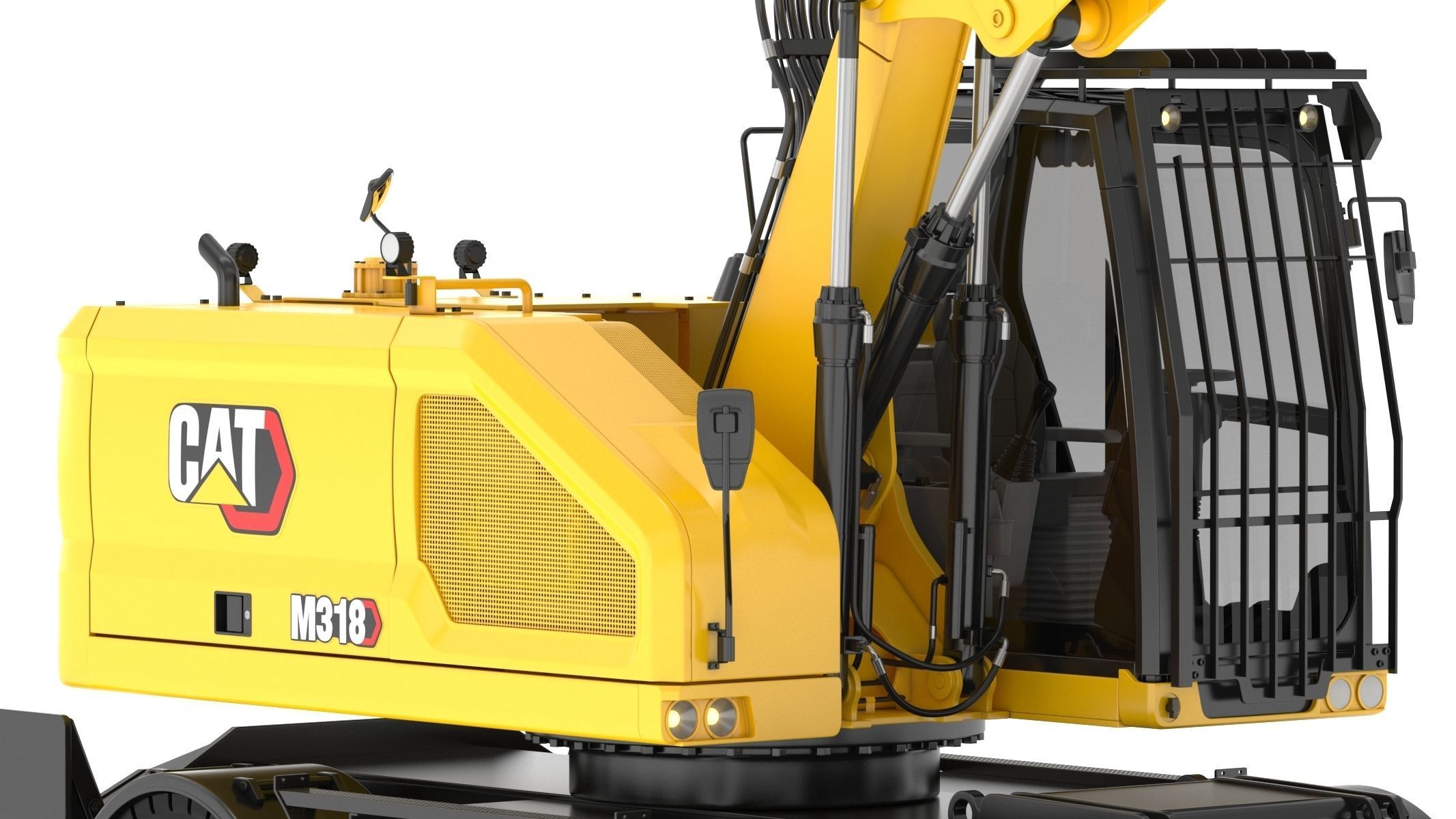 CAT M318 Wheel Excavator 3D model | CGTrader