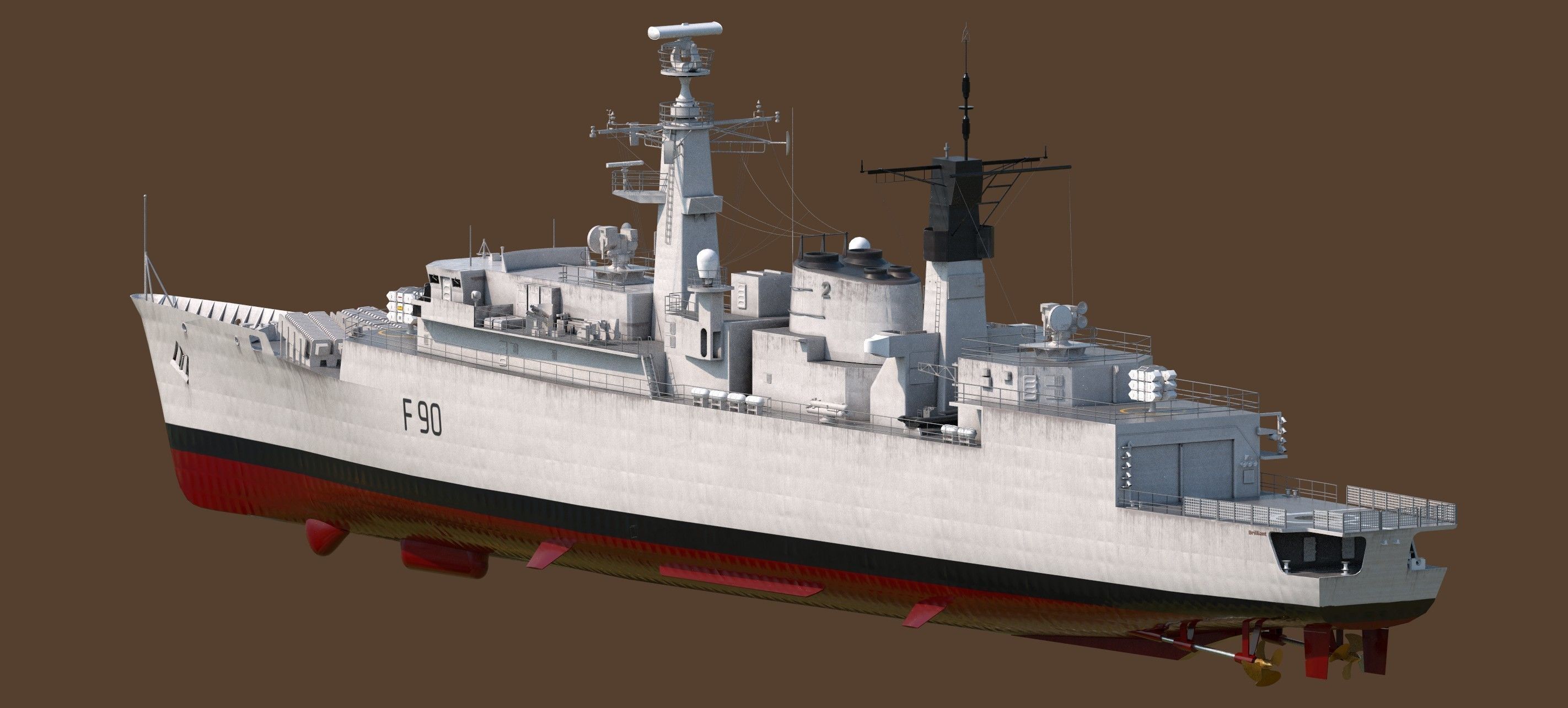 3D model HMS type 22 frigate F90 brilliant VR / AR / low-poly | CGTrader