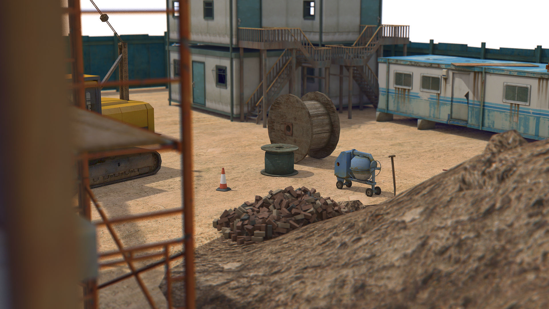 3D model First Stage of Building Construction Scene VR / AR / low-poly ...