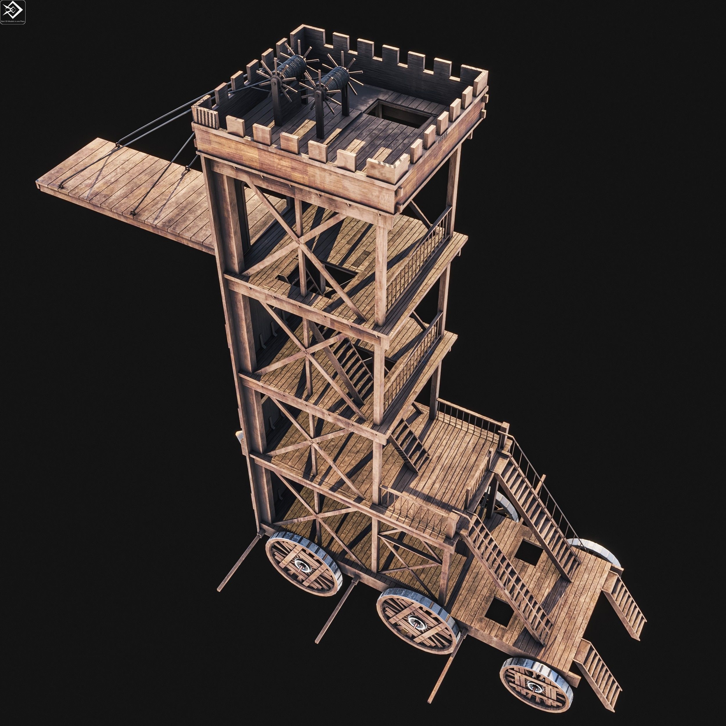 3D model Siege Tower VR / AR / low-poly | CGTrader