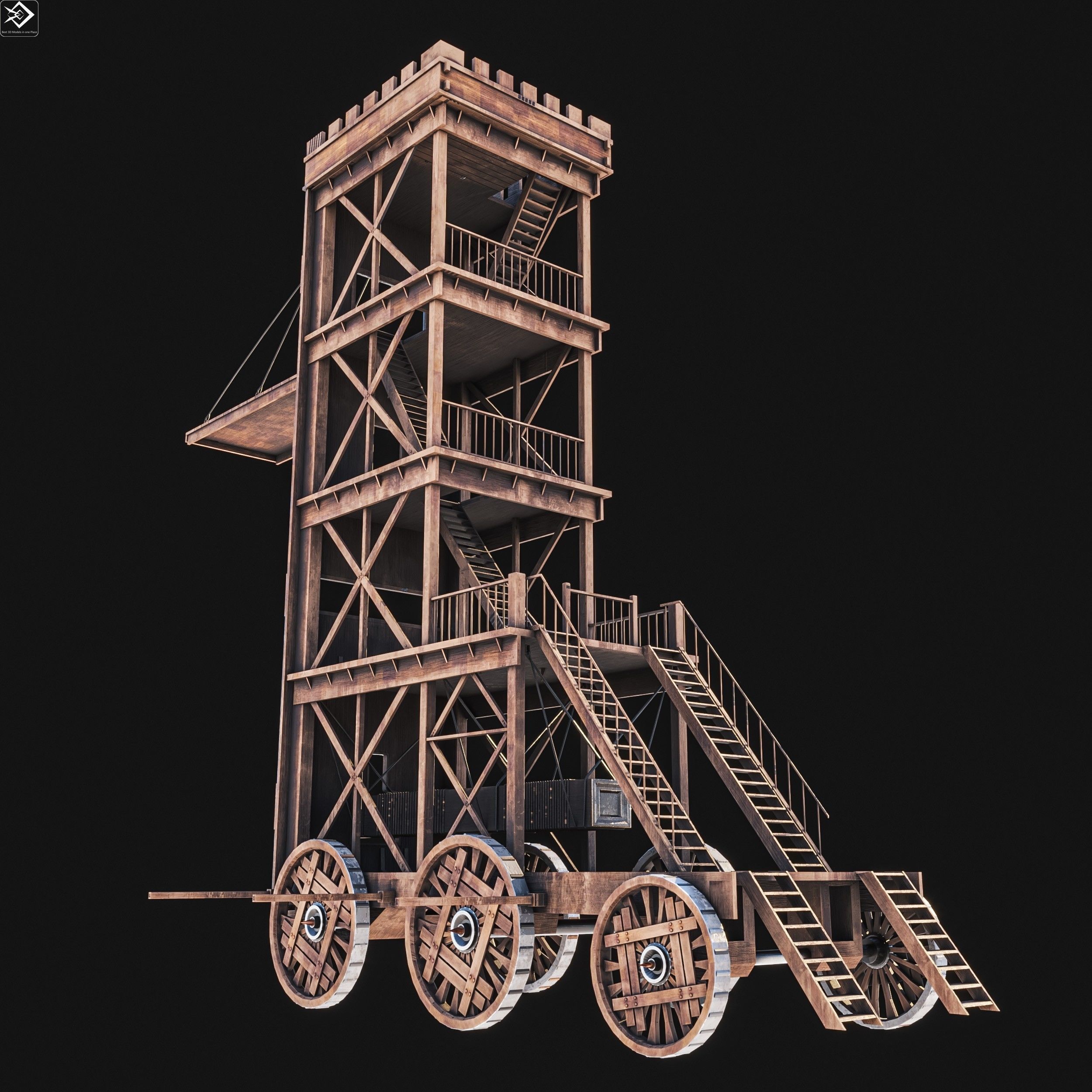 3D model Siege Tower VR / AR / low-poly | CGTrader