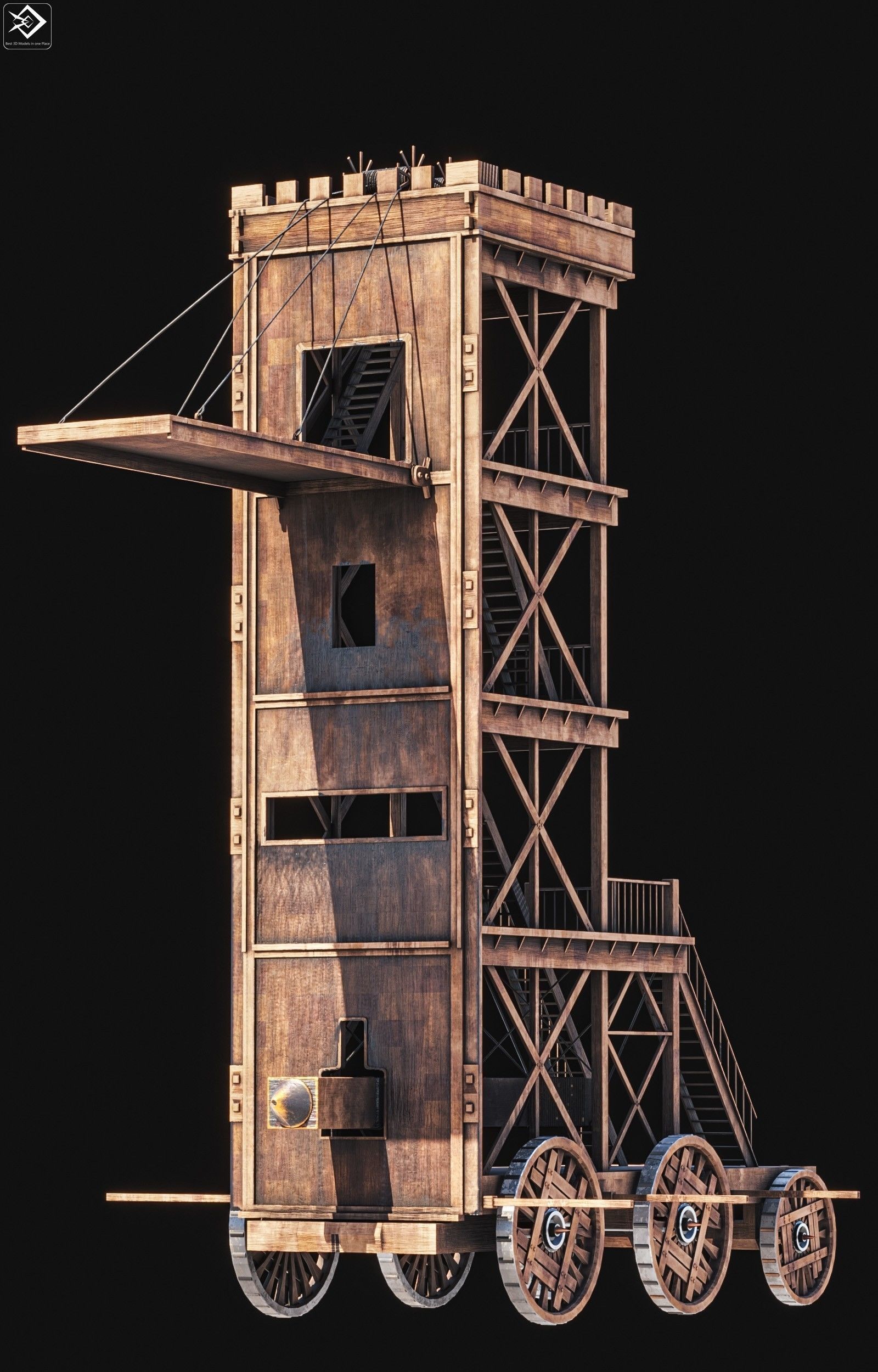 3D model Siege Tower VR / AR / low-poly | CGTrader