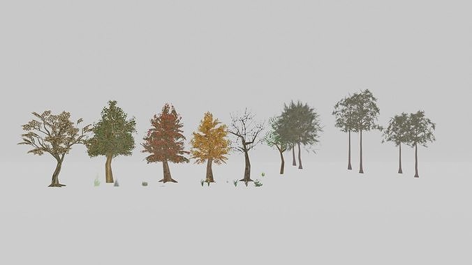 tree and grass pack 3D model | CGTrader