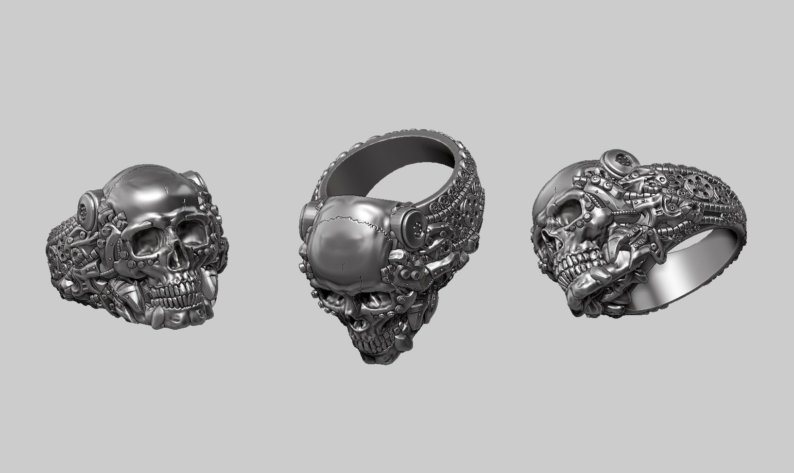 skull robotic ring a22 3d print model 3D model 3D printable | CGTrader