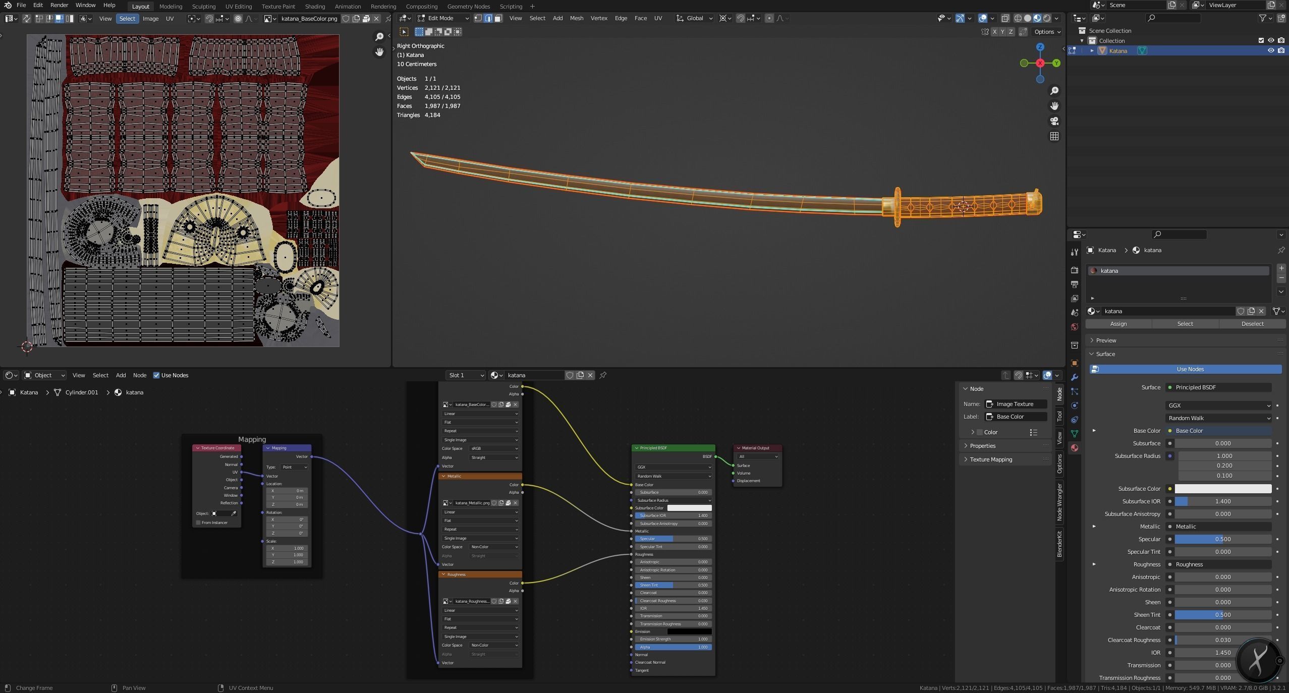 Free Low Poly Katana Game Ready PBR Sword free VR / AR / low-poly 3D ...