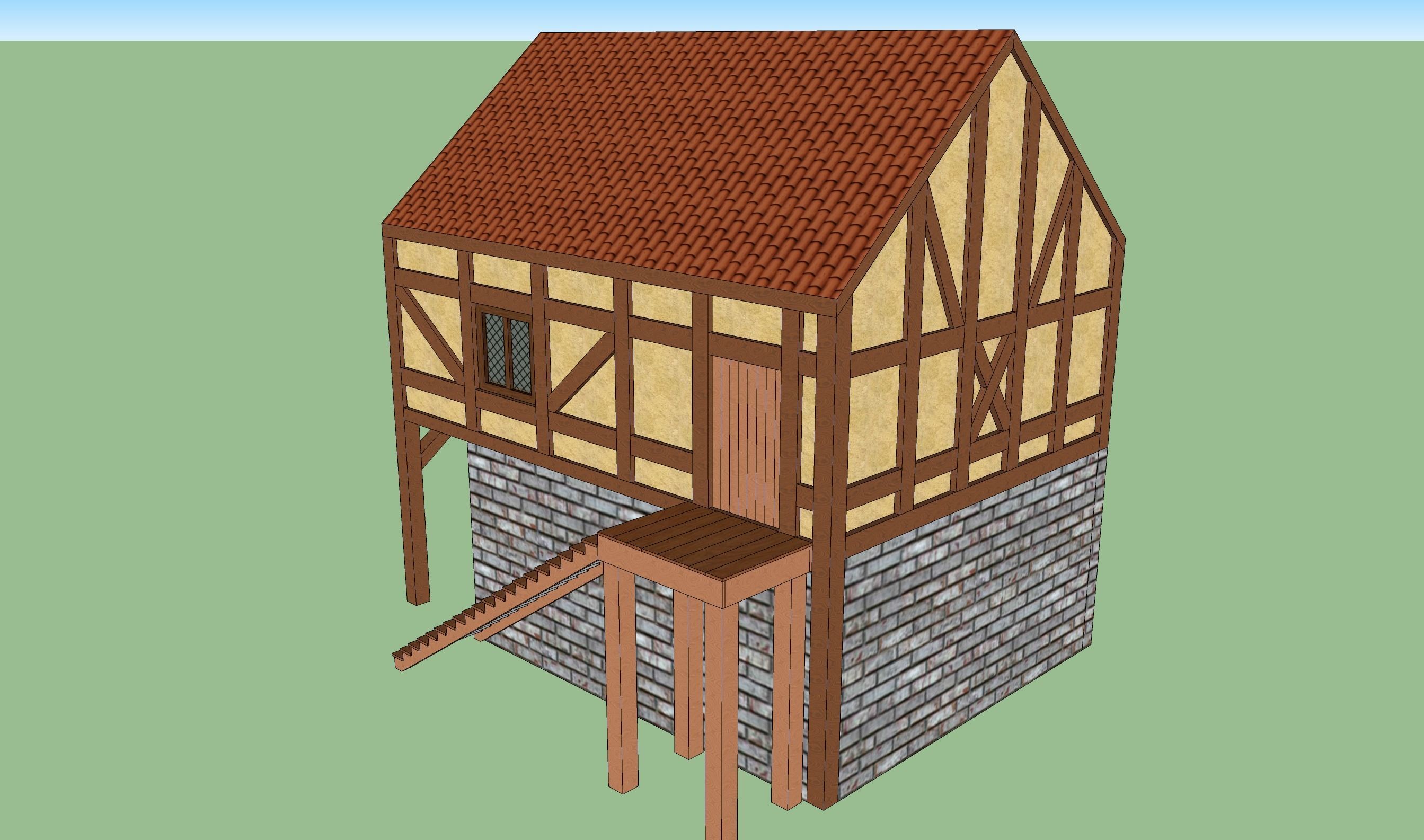 Small timber frame building 3D model | CGTrader