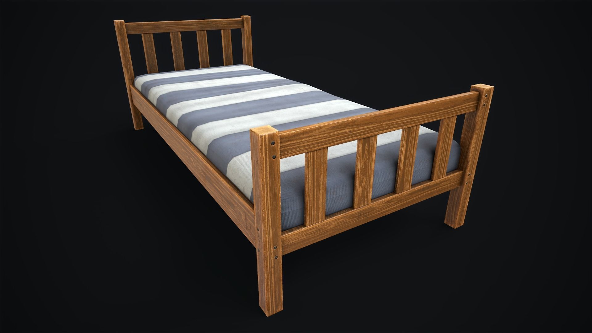 3D model Wooden simple single bed VR / AR / low-poly | CGTrader