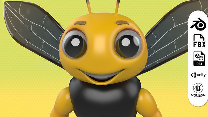 3D model Cute Bee Character 3D model with Animation VR / AR / low-poly ...