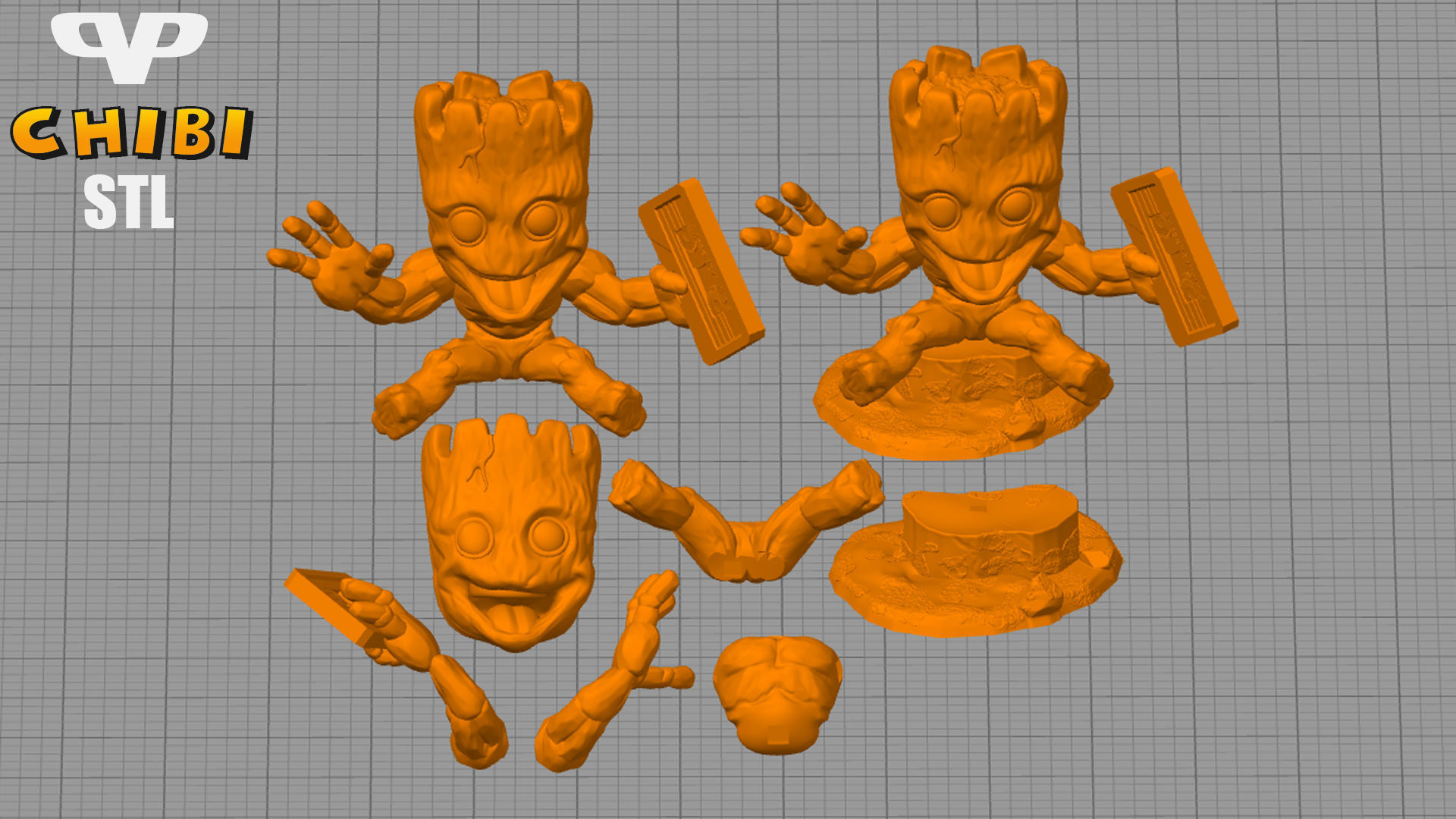 Baby Groot Chibi STL for 3D Printing ChibiSTL 3DXM 3D model 3D ...