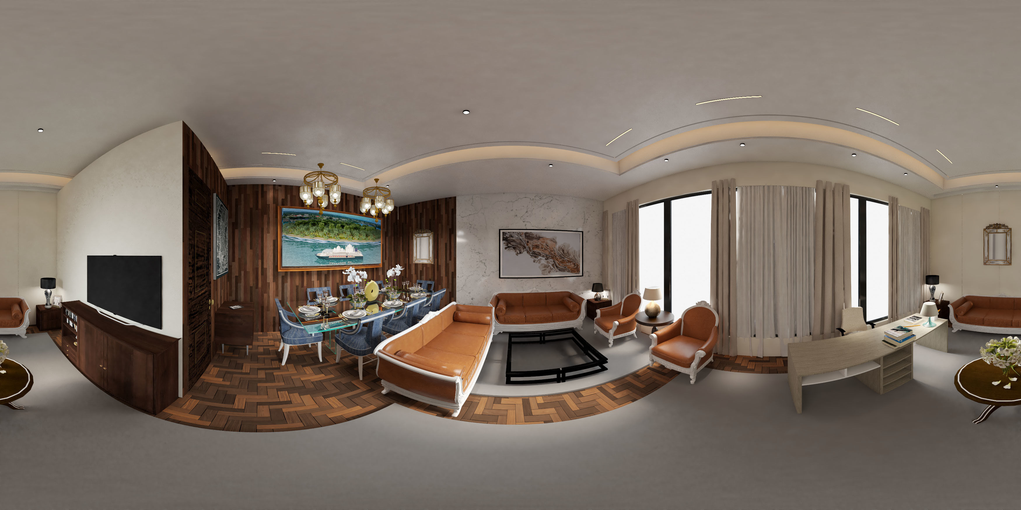360 Panorama and Rendering of Interior Living room 3D model | CGTrader