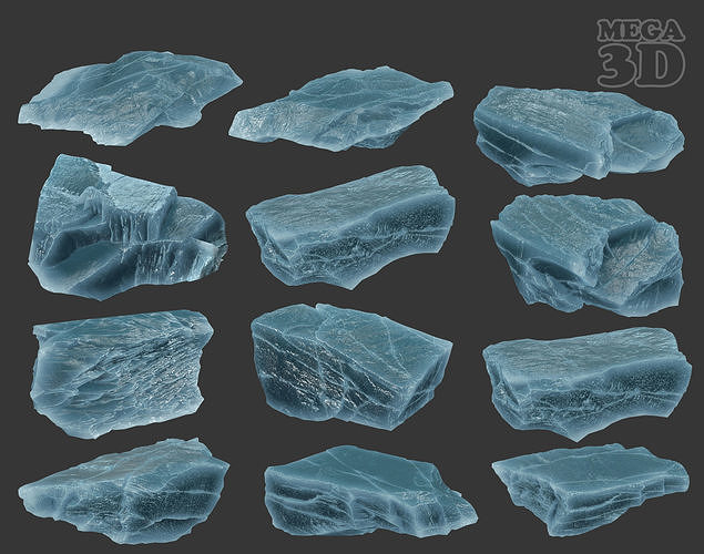 3D model Casual Ice Block 220706 - Ultra HD 16K Textures VR / AR / low ...