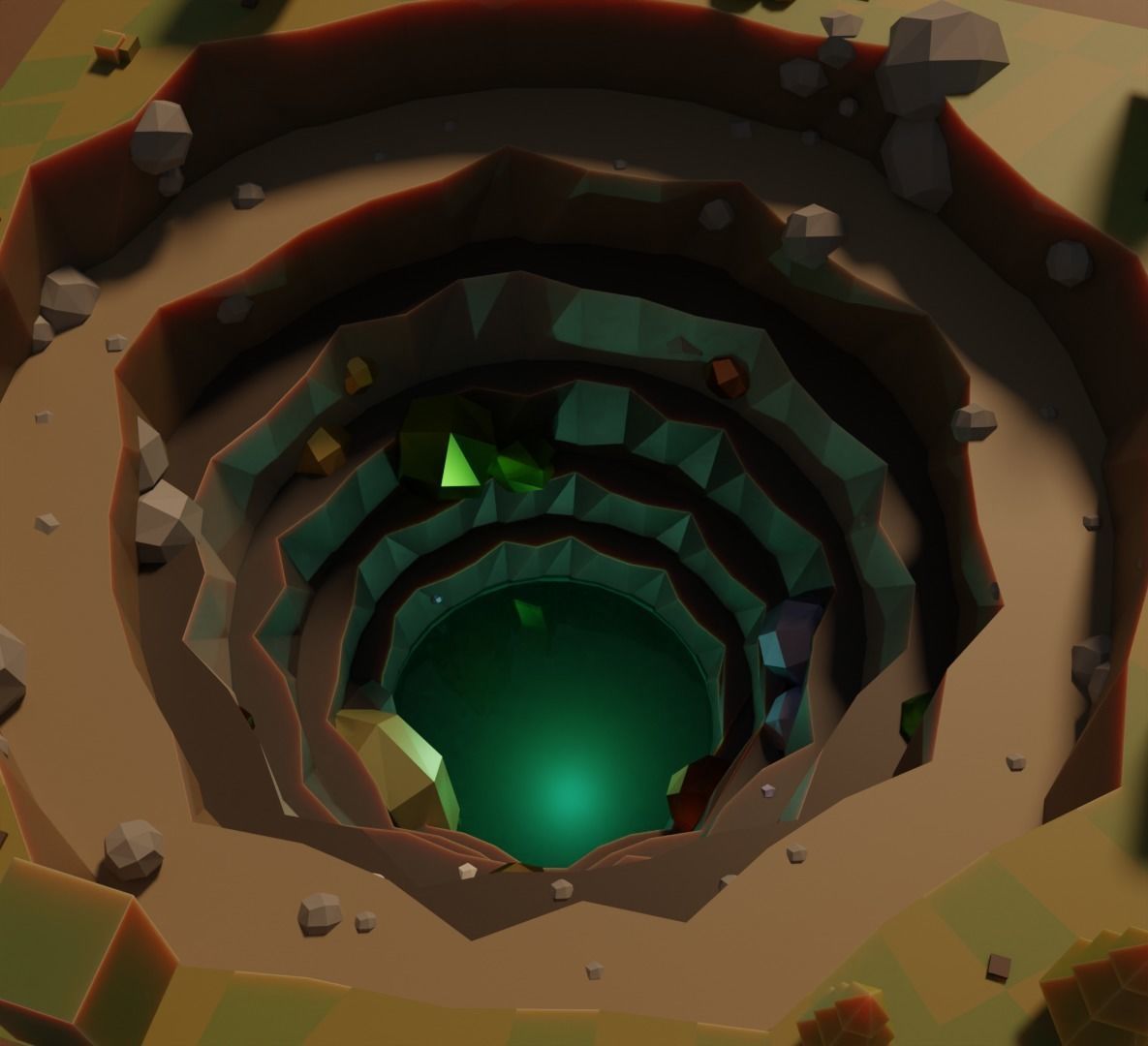 3D model The mysterious deep cave ready to game low-poly VR / AR / low ...