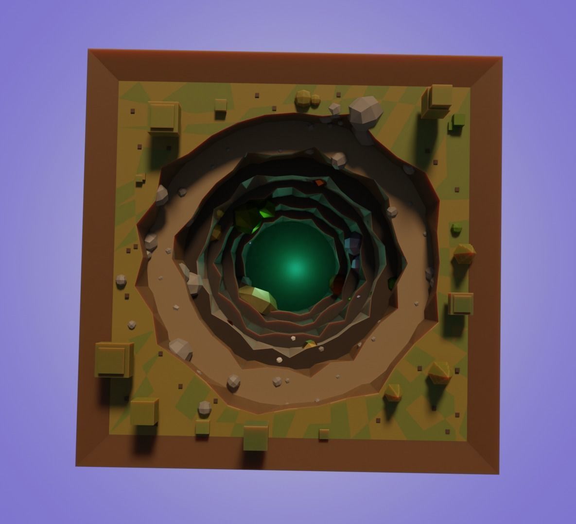 3D model The mysterious deep cave ready to game low-poly VR / AR / low ...