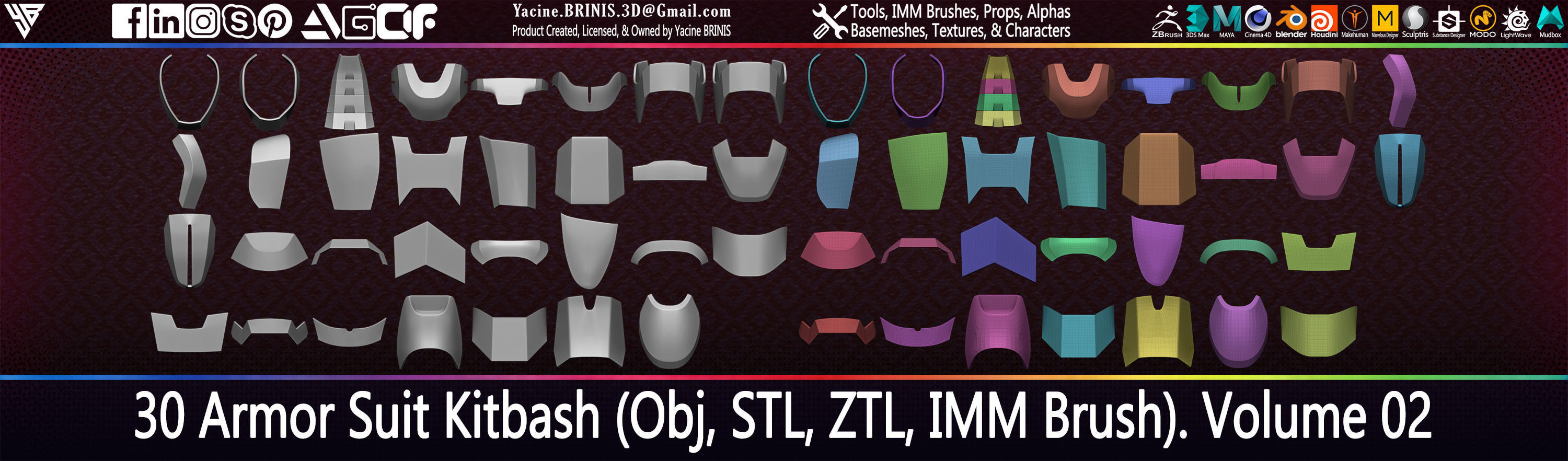 3D model 30 Armor Suit Kitbash Vol 02 VR / AR / low-poly | CGTrader