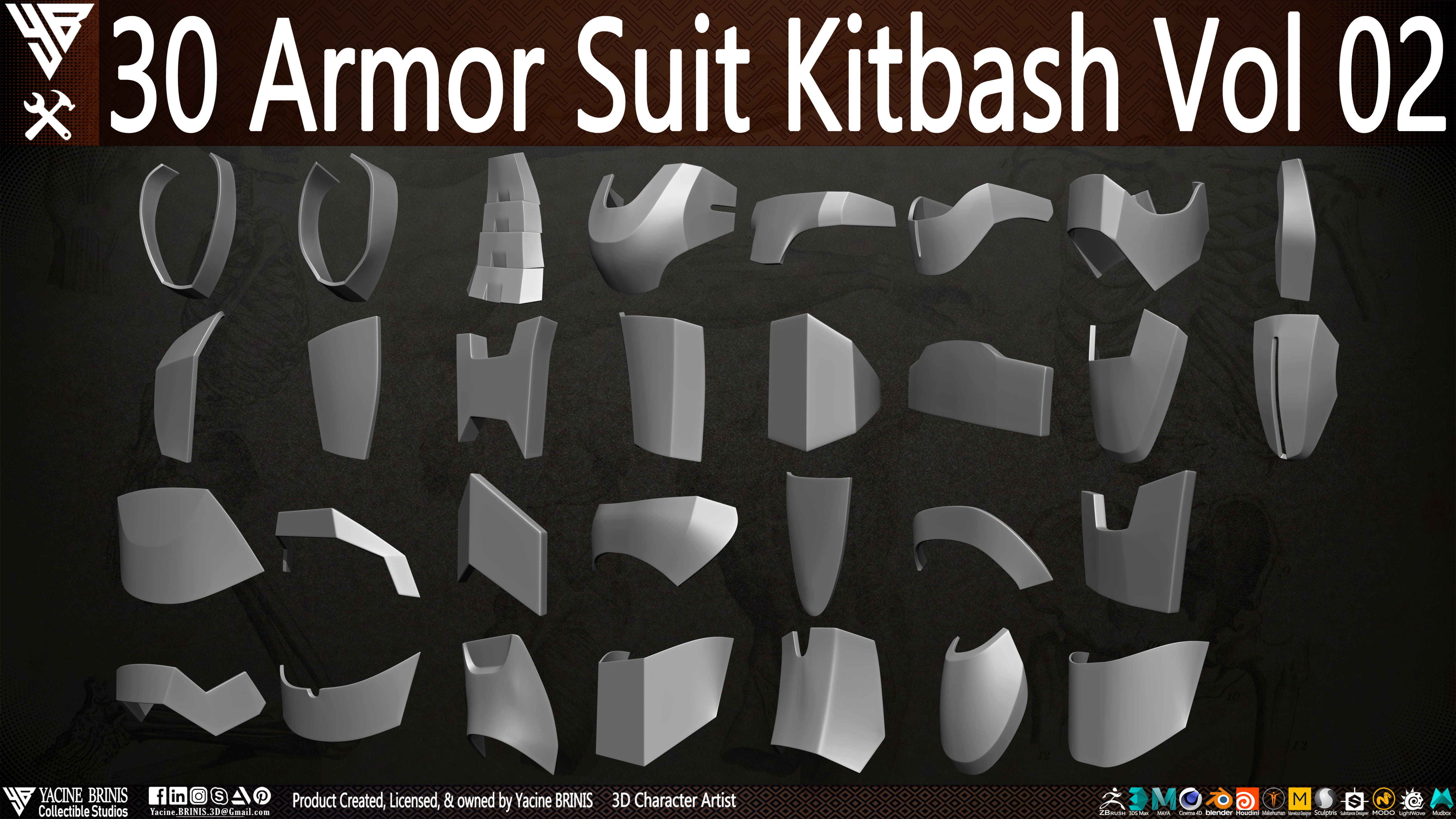 3D model 30 Armor Suit Kitbash Vol 02 VR / AR / low-poly | CGTrader