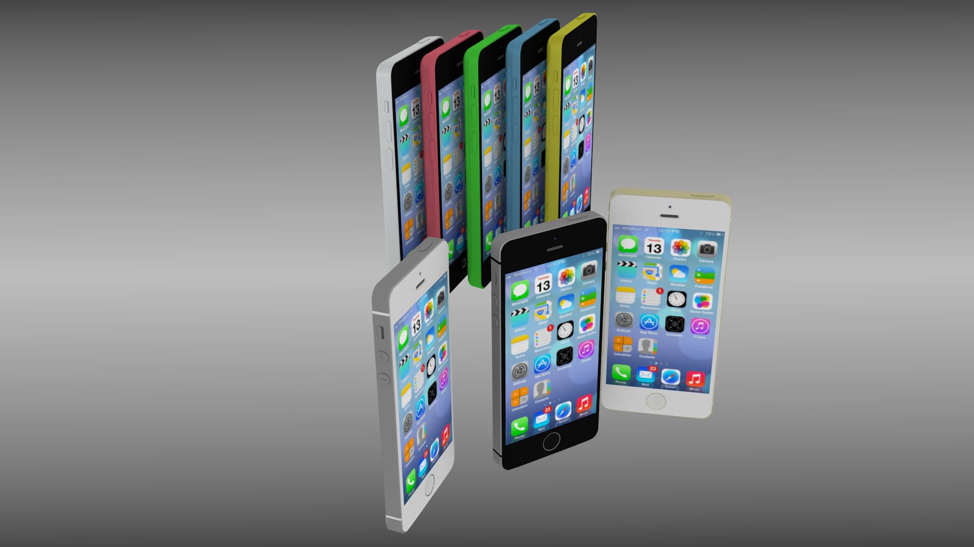 Iphone 5 collection different colored iphones 3D model | CGTrader