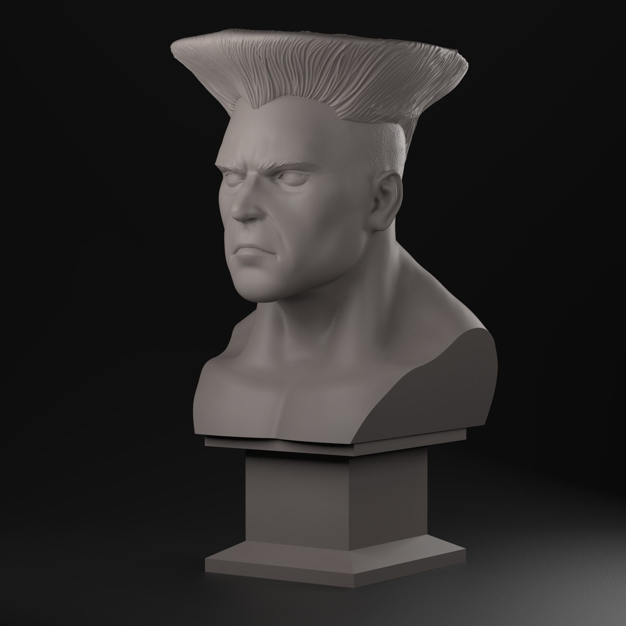 Guile 3D print bust of man with mohawk 3D model 3D printable | CGTrader