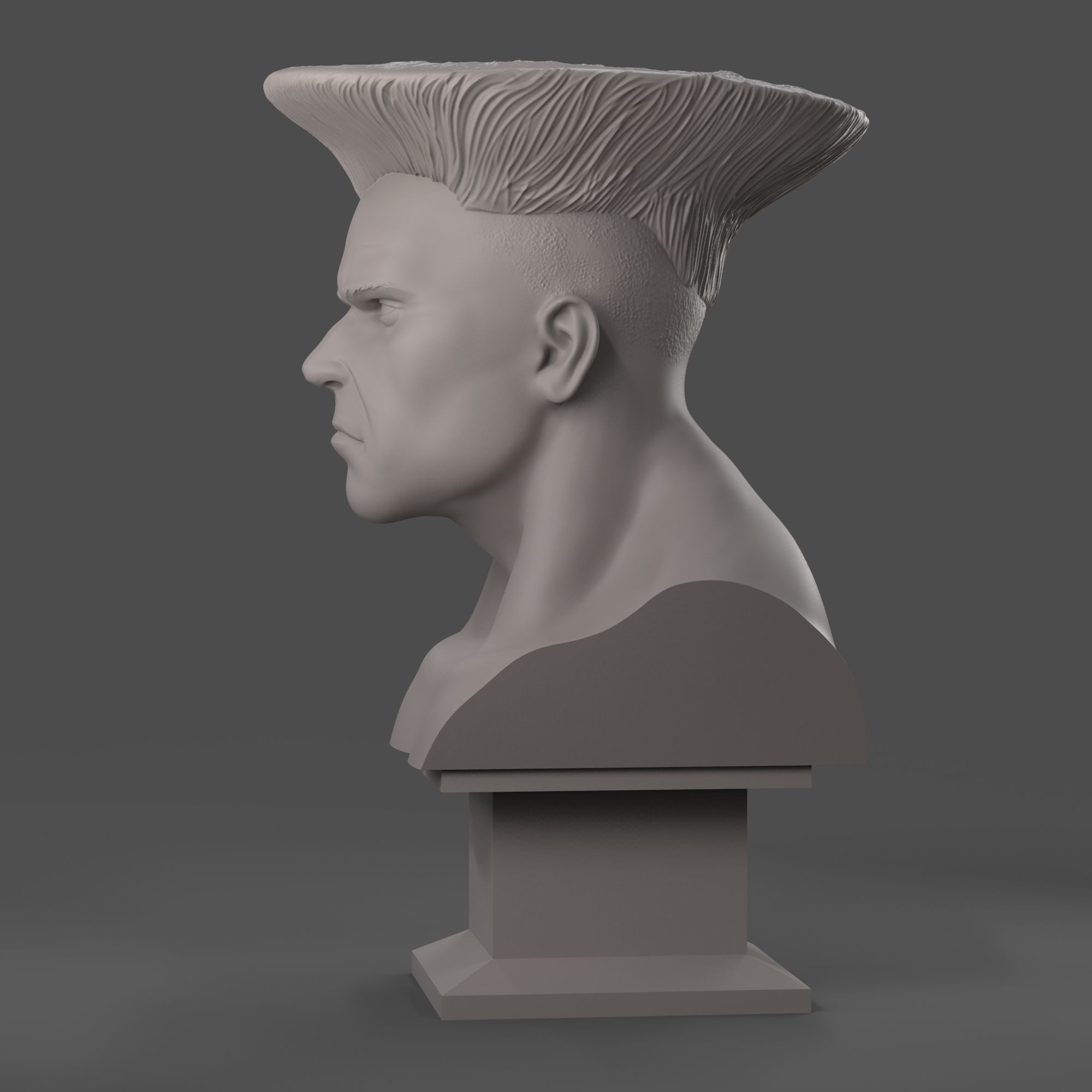 Guile 3D print bust of man with mohawk 3D model 3D printable | CGTrader