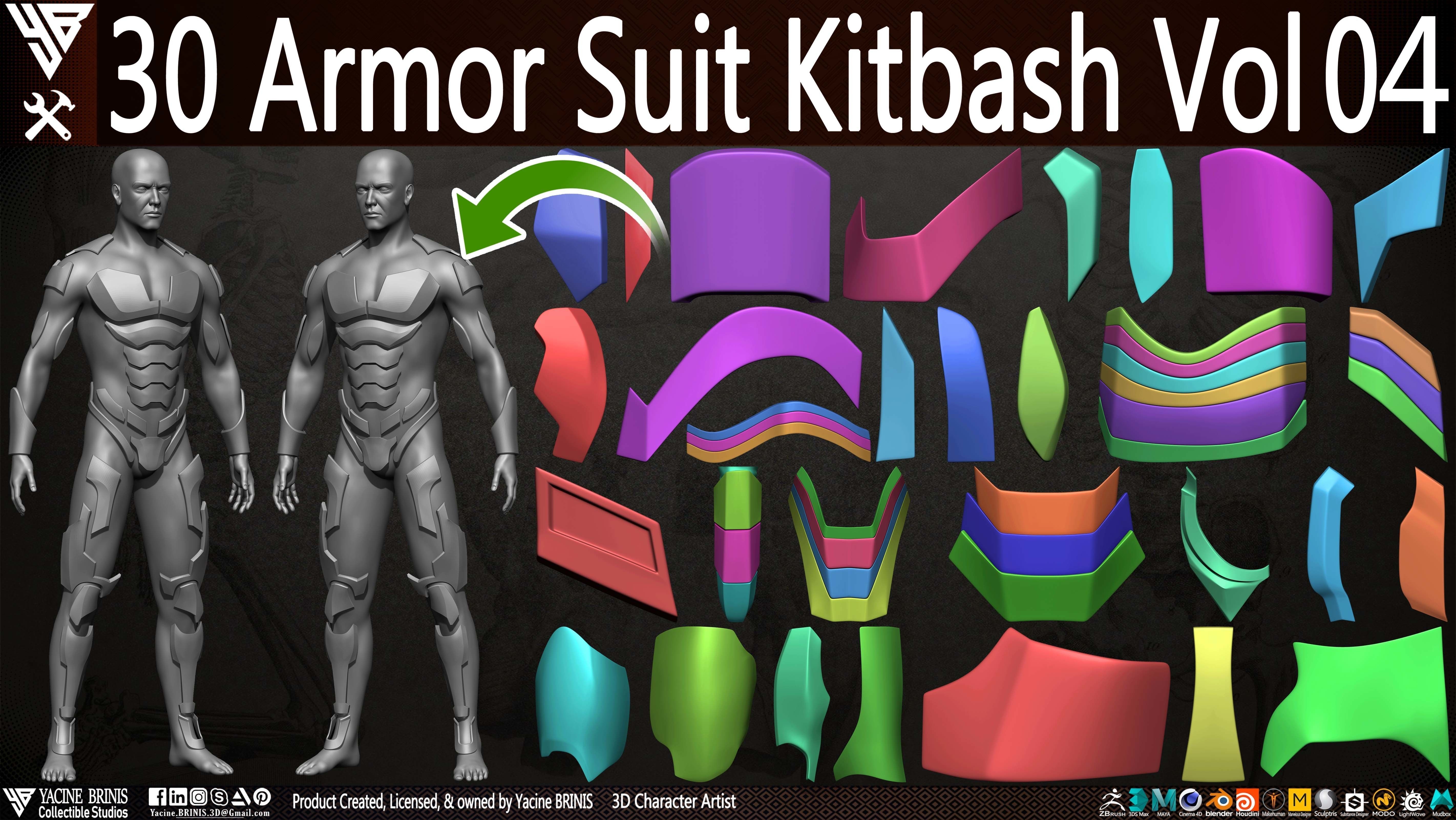 3D model 30 Armor Suit Kitbash Vol 04 VR / AR / low-poly | CGTrader