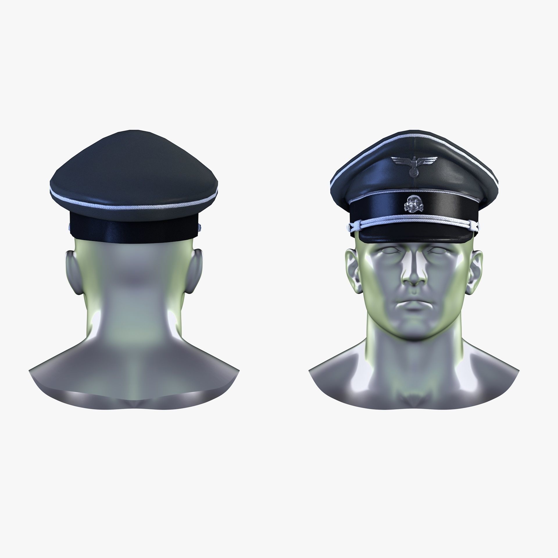 3D model WWII SS German Officer Cap Low Poly VR / AR / low-poly | CGTrader