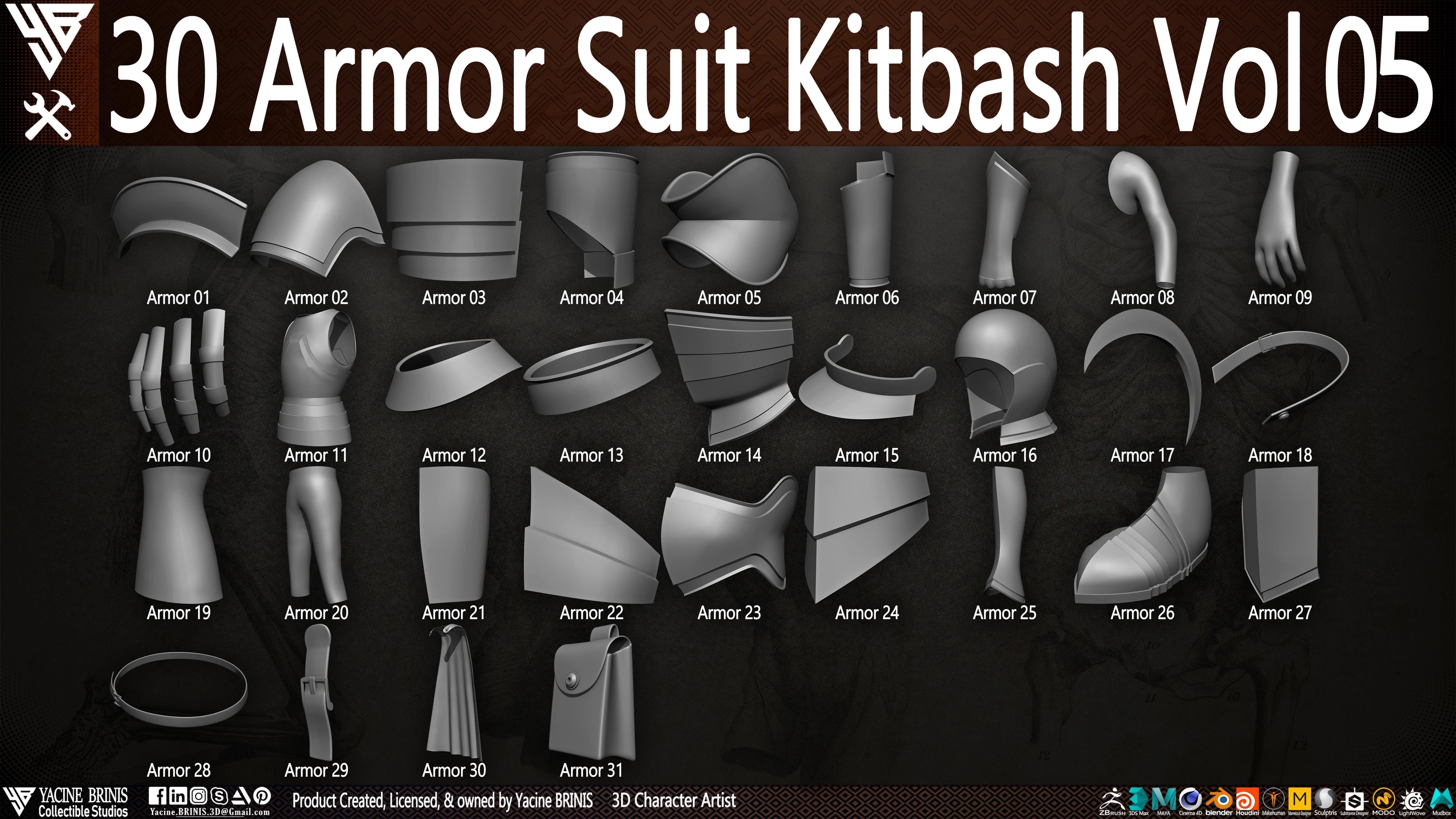 3D model 30 Armor Suit Kitbash Vol 05 VR / AR / low-poly | CGTrader