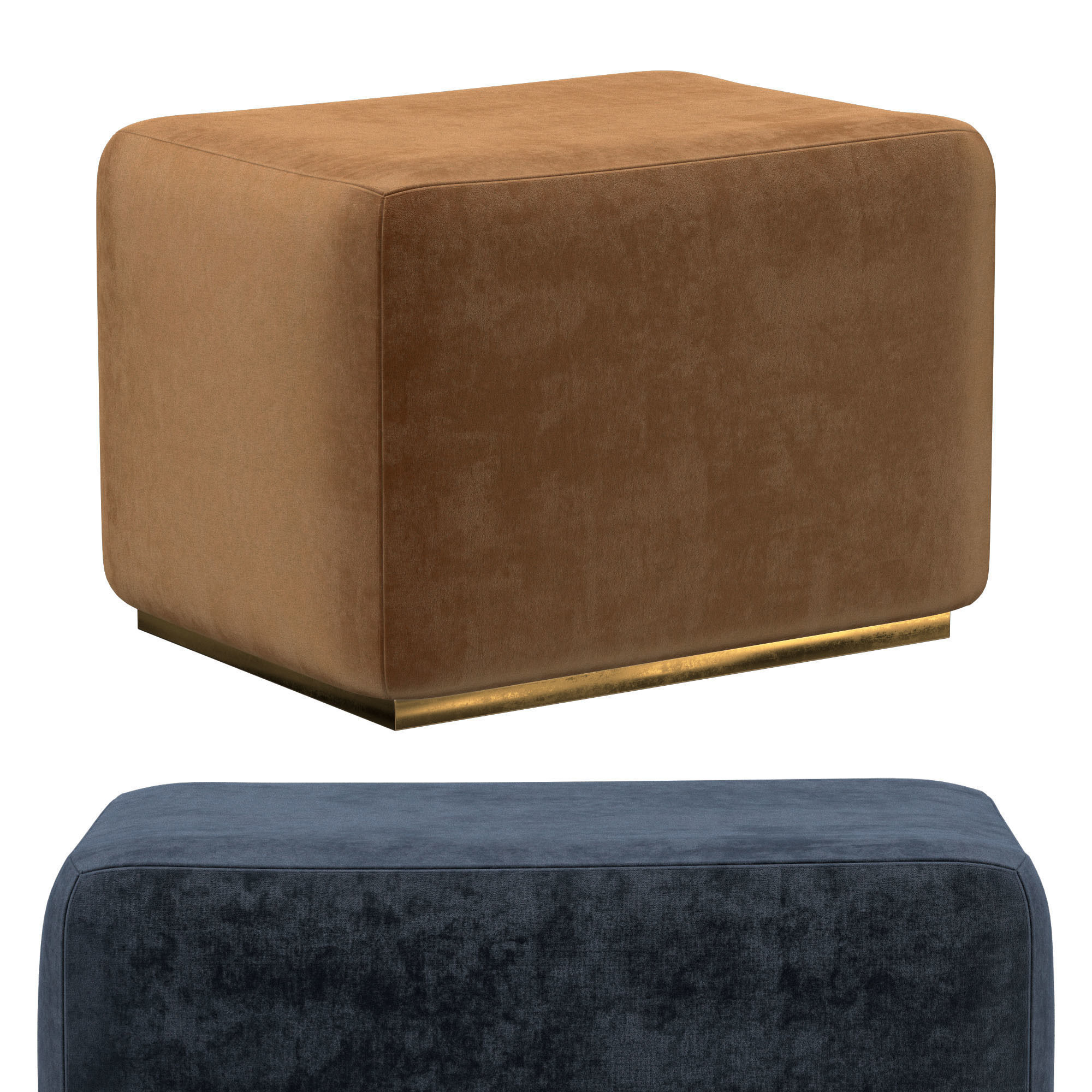 REX RECTANGULAR OTTOMAN - METAL BASE 3D model | CGTrader