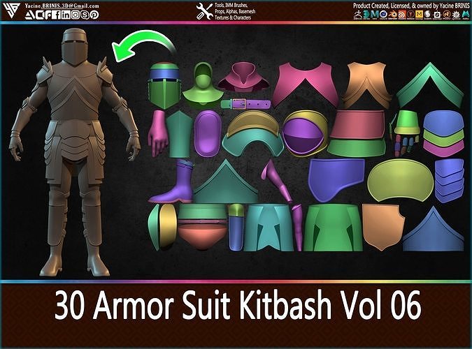 3D model 30 Armor Suit Kitbash Vol 06 VR / AR / low-poly | CGTrader