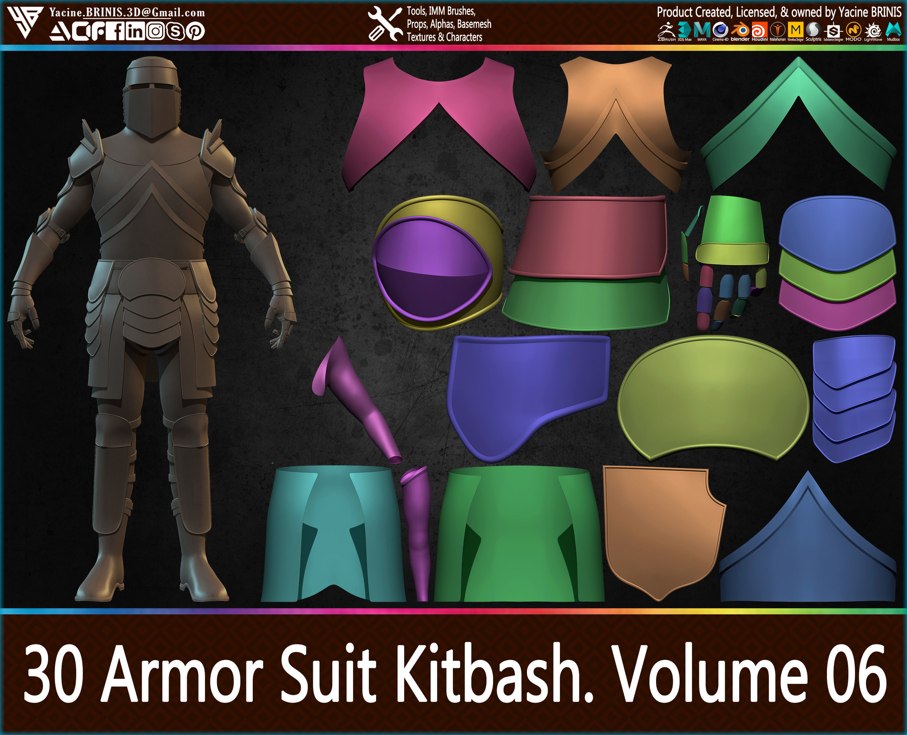 3D model 30 Armor Suit Kitbash Vol 06 VR / AR / low-poly | CGTrader