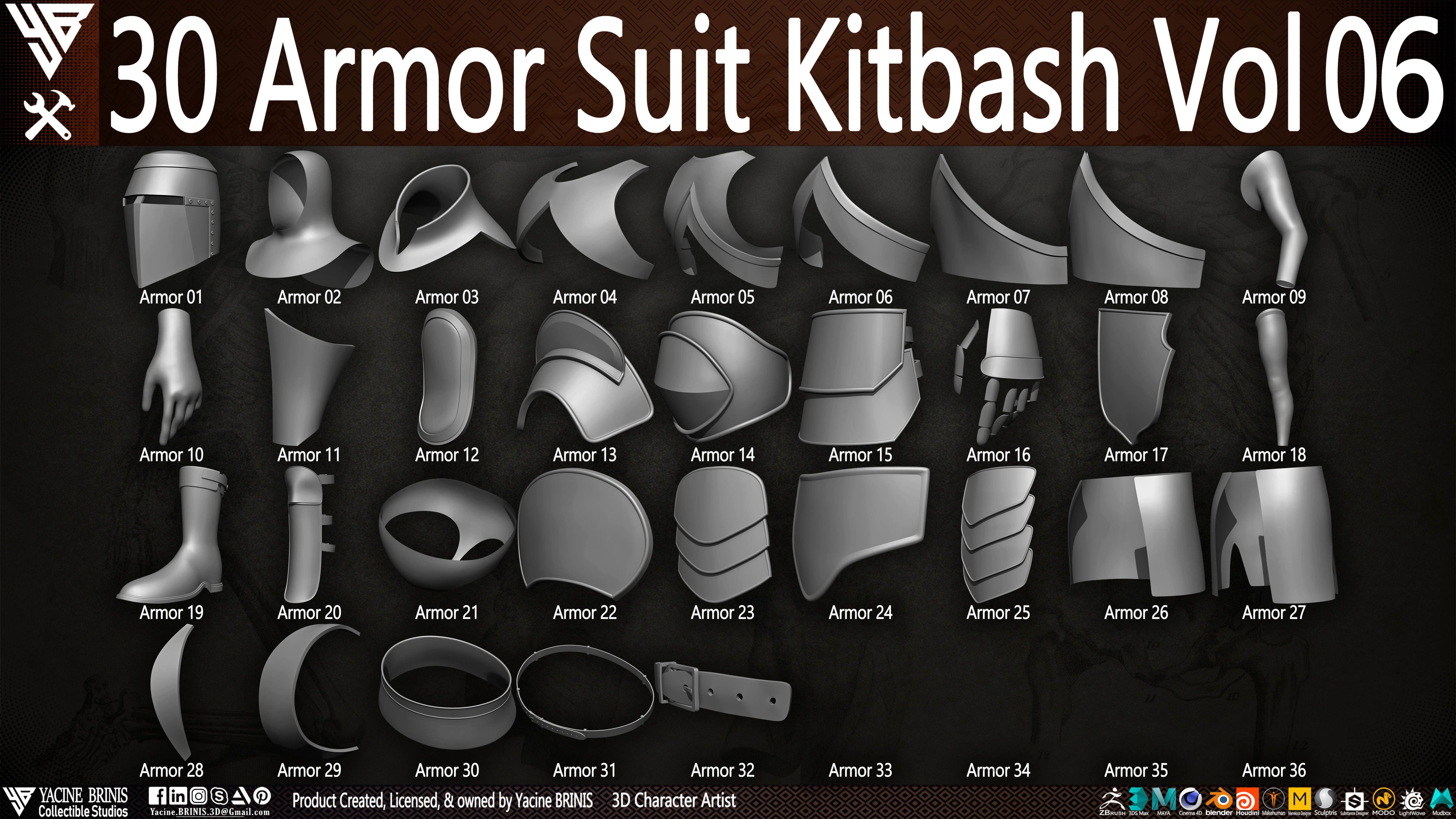 3D model 30 Armor Suit Kitbash Vol 06 VR / AR / low-poly | CGTrader