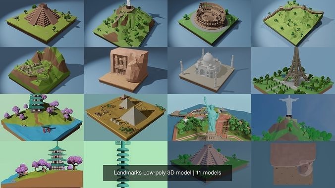 3D Model Collection Landmarks Low-poly 3D model great wall of china VR ...