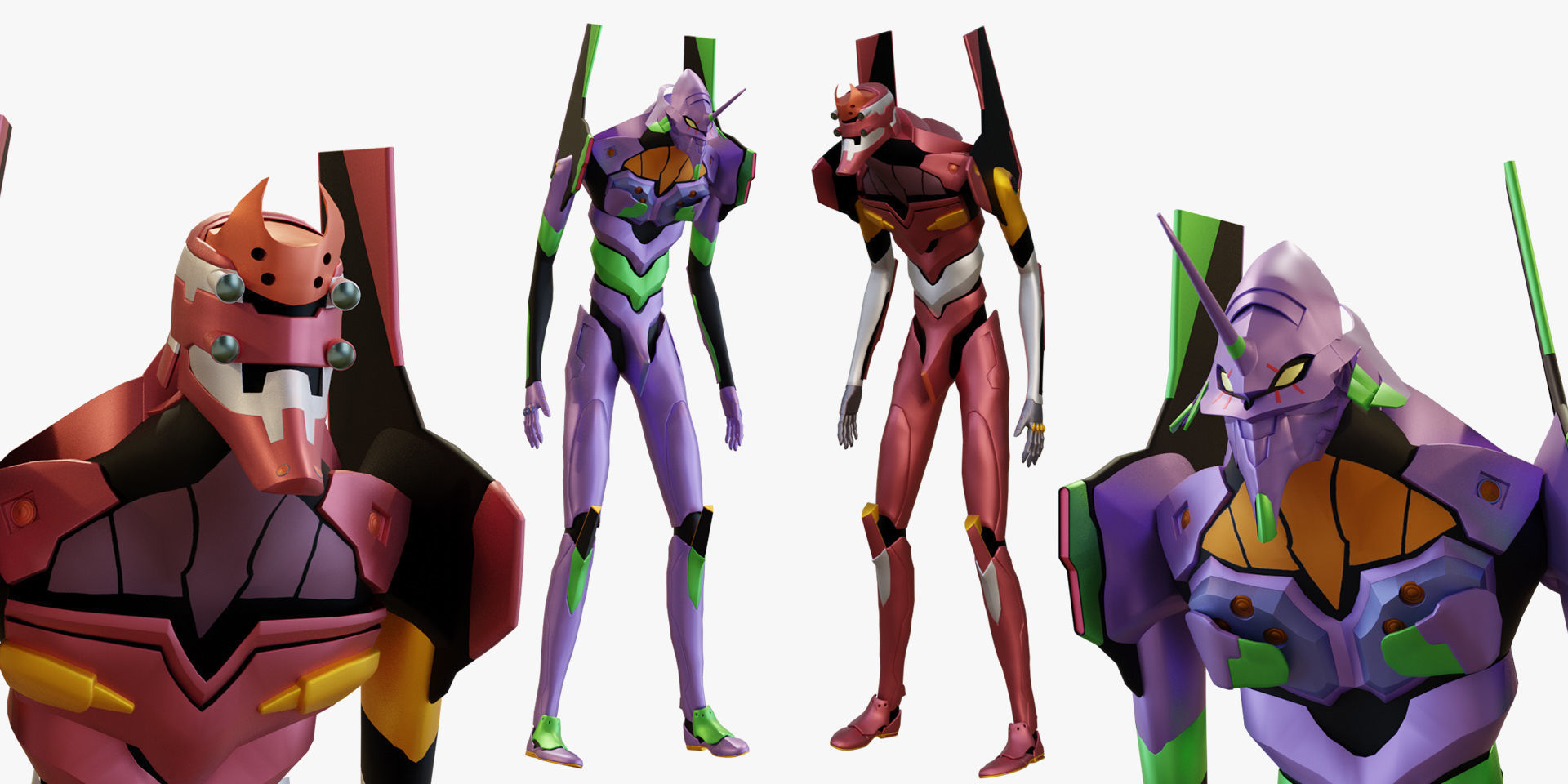 3D Model Collection Rigged EVA 01 plus EVA 02 from Neon Genesis ...