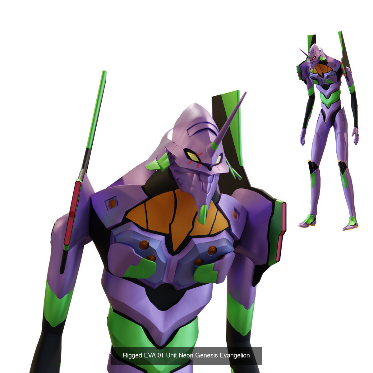 Rigged EVA 01 plus EVA 02 from Neon Genesis Evangelion 3D Model ...