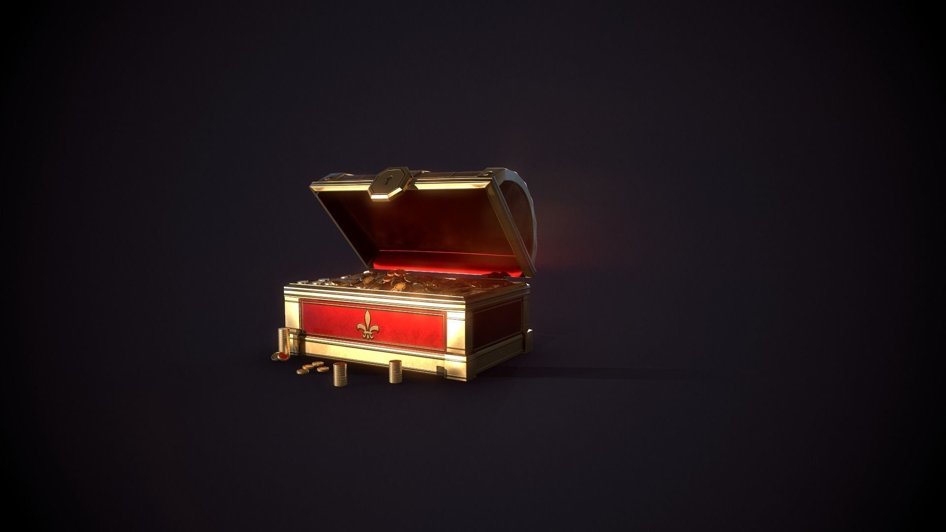 3D model Tresure Chest Red VR / AR / low-poly | CGTrader