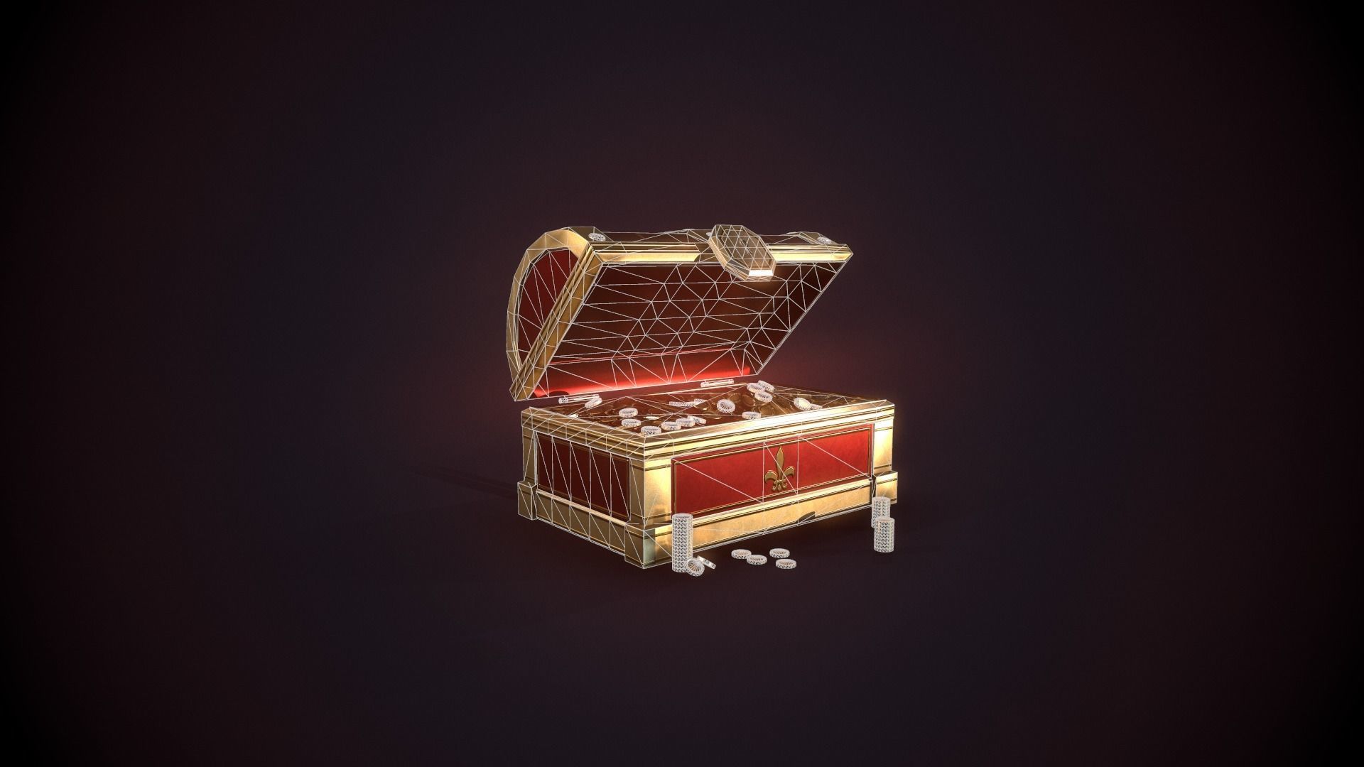 3D model Tresure Chest Red VR / AR / low-poly | CGTrader
