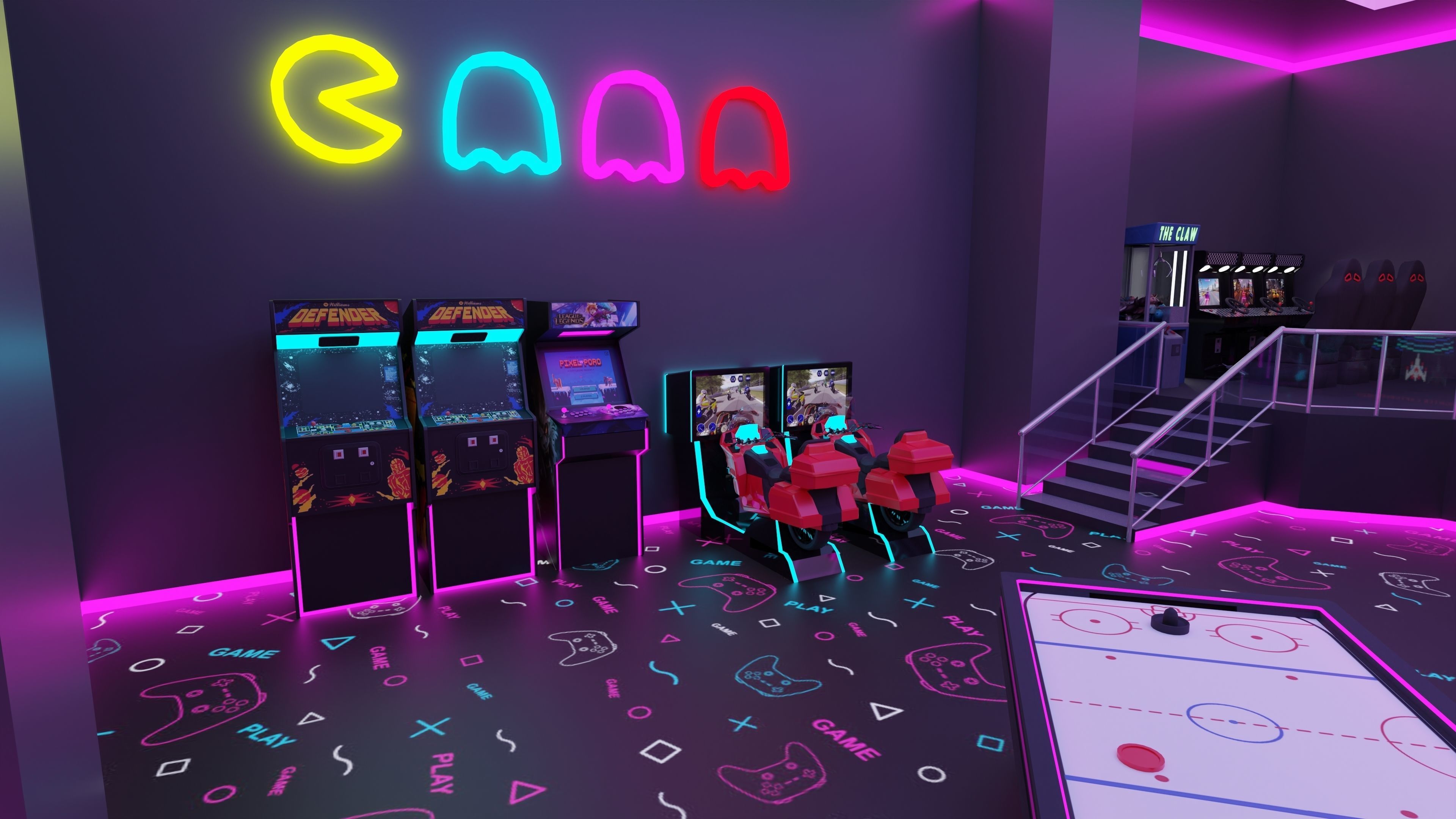3D model Arcade Game Hall Interior VR VR / AR / low-poly | CGTrader