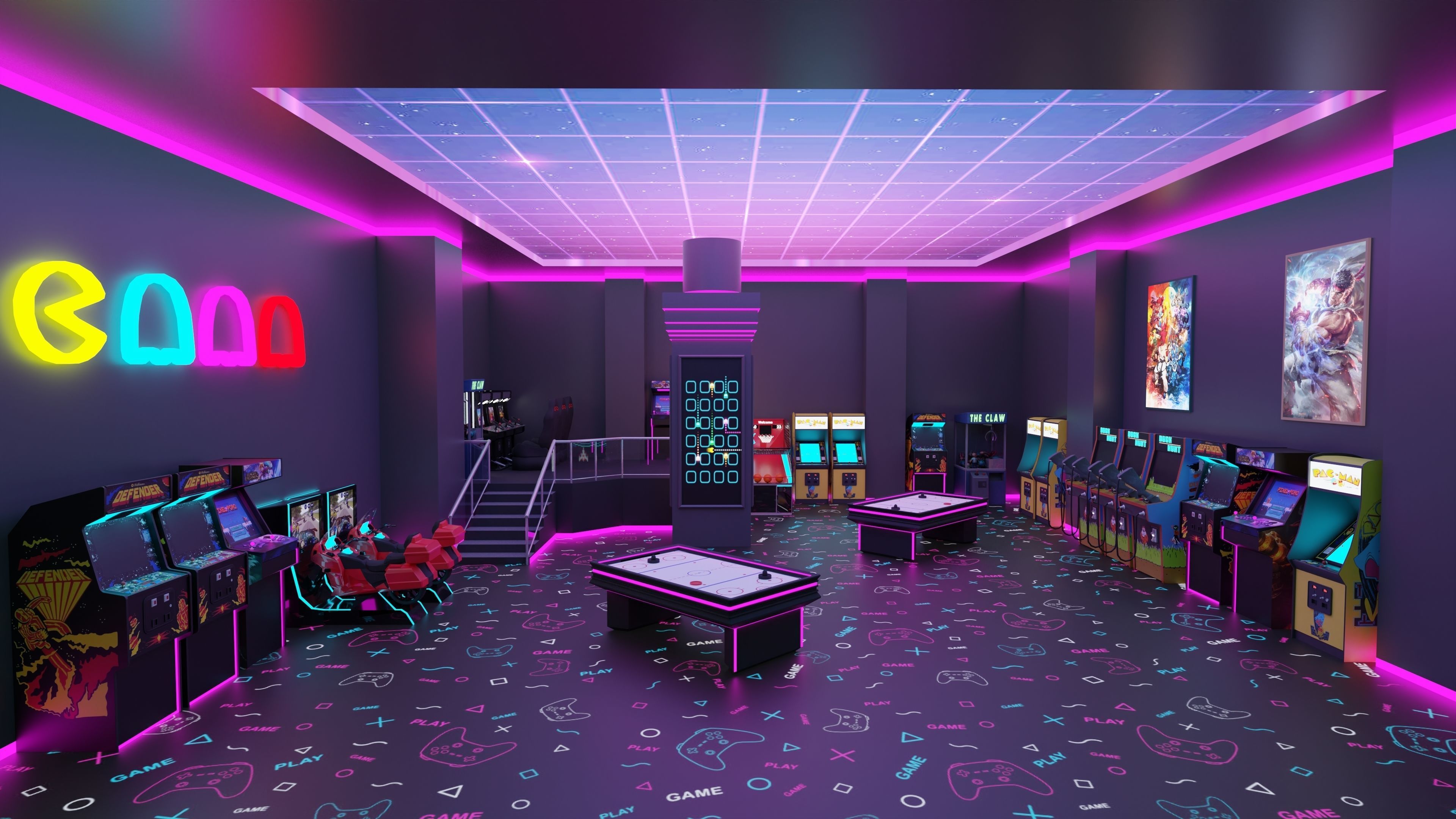 3D model Arcade Game Hall Interior VR VR / AR / low-poly | CGTrader