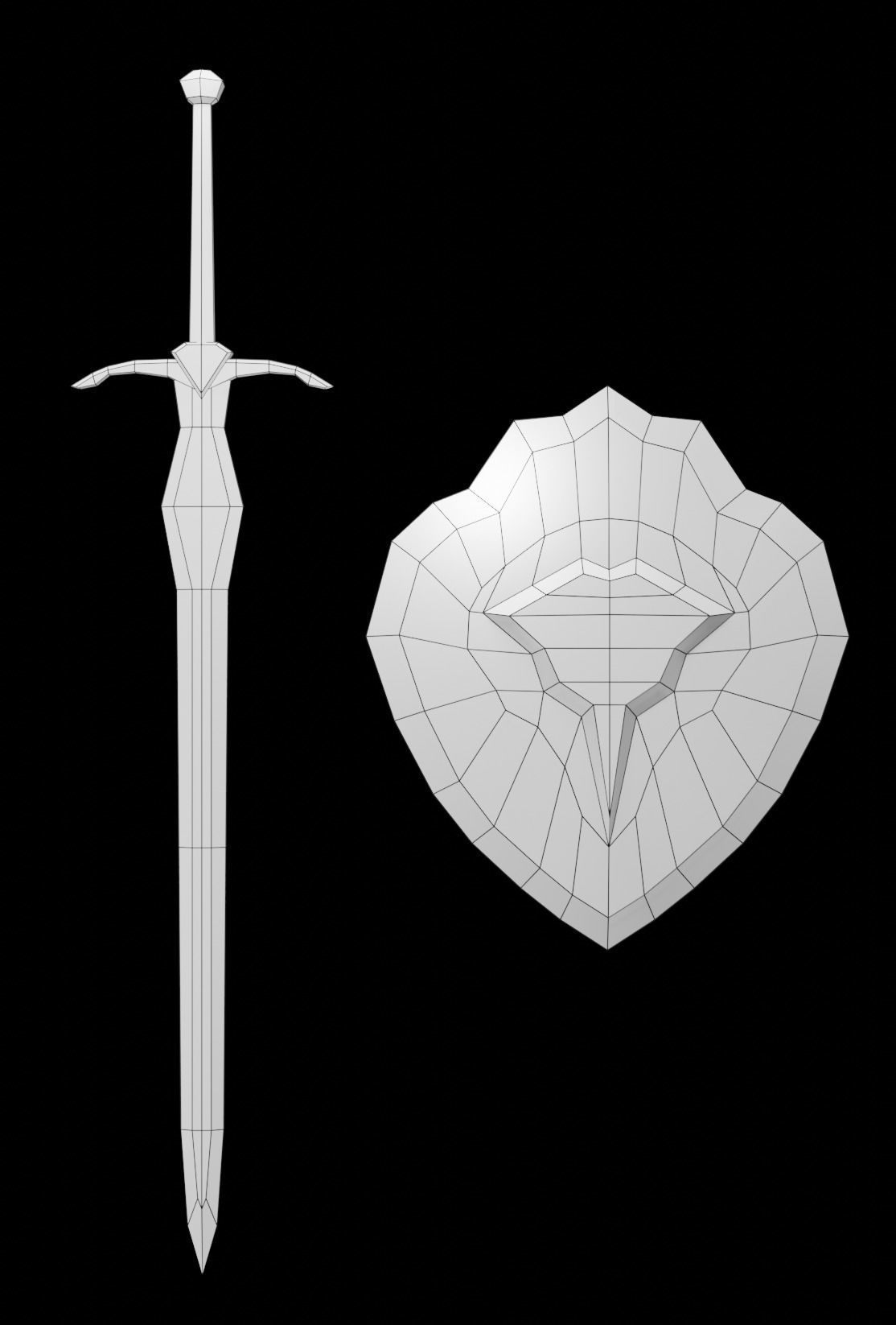 3D model Hand Painted Sword and Shield VR / AR / low-poly | CGTrader