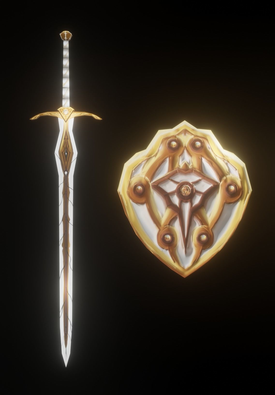 3D model Hand Painted Sword and Shield VR / AR / low-poly | CGTrader