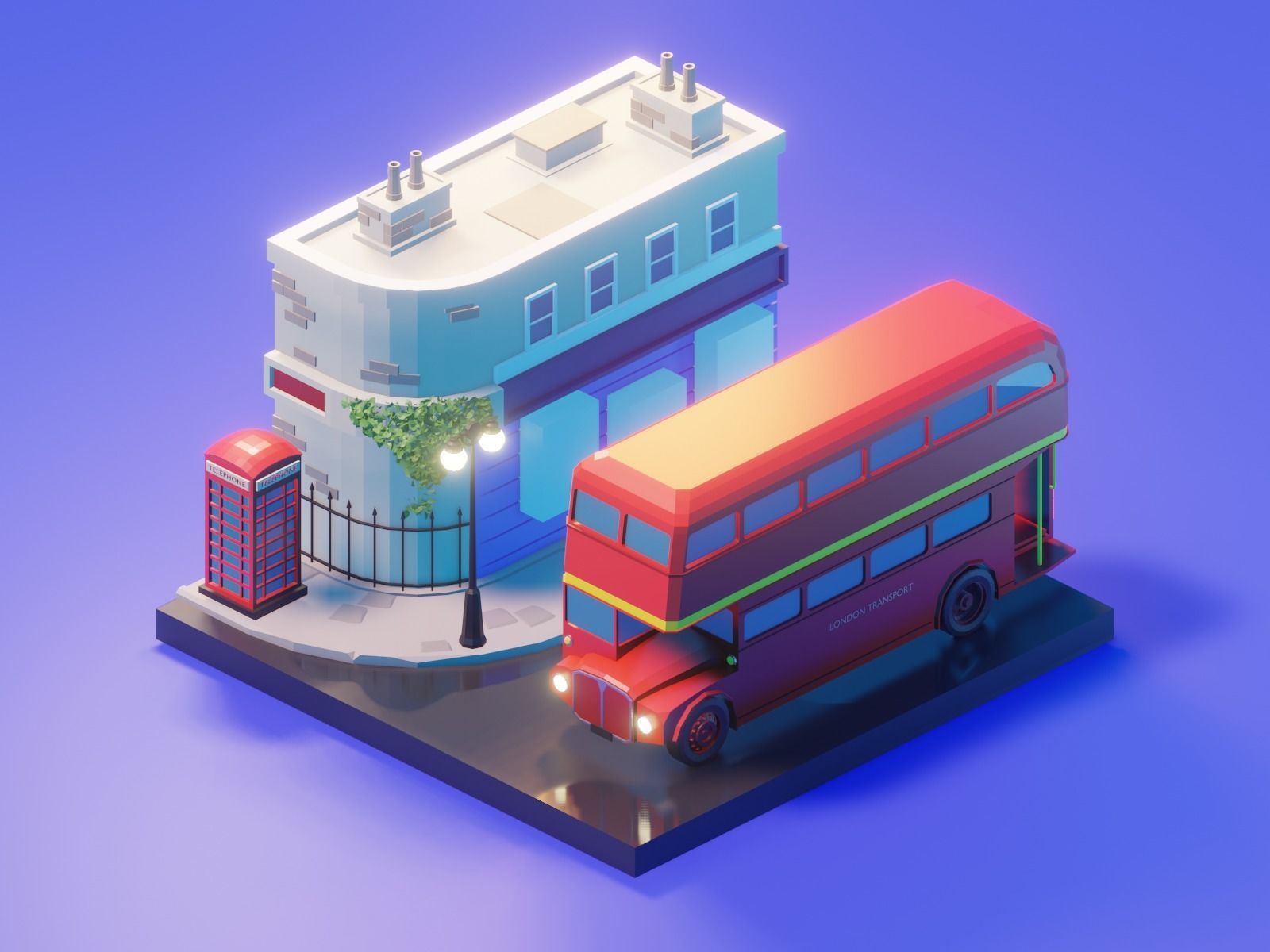 3D model London bus 3d model Render in blender VR / AR / low-poly ...