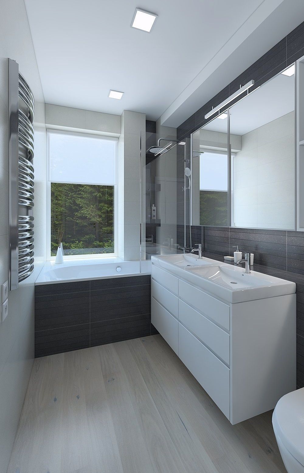 Amazing bathroom with dark mozaik tiles 3D model | CGTrader