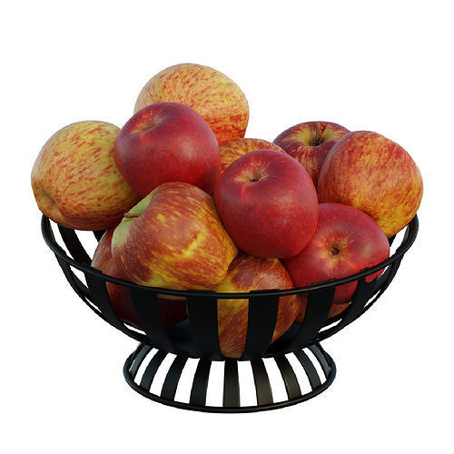 Stripe Fruit Bowl with apple 3D model | CGTrader