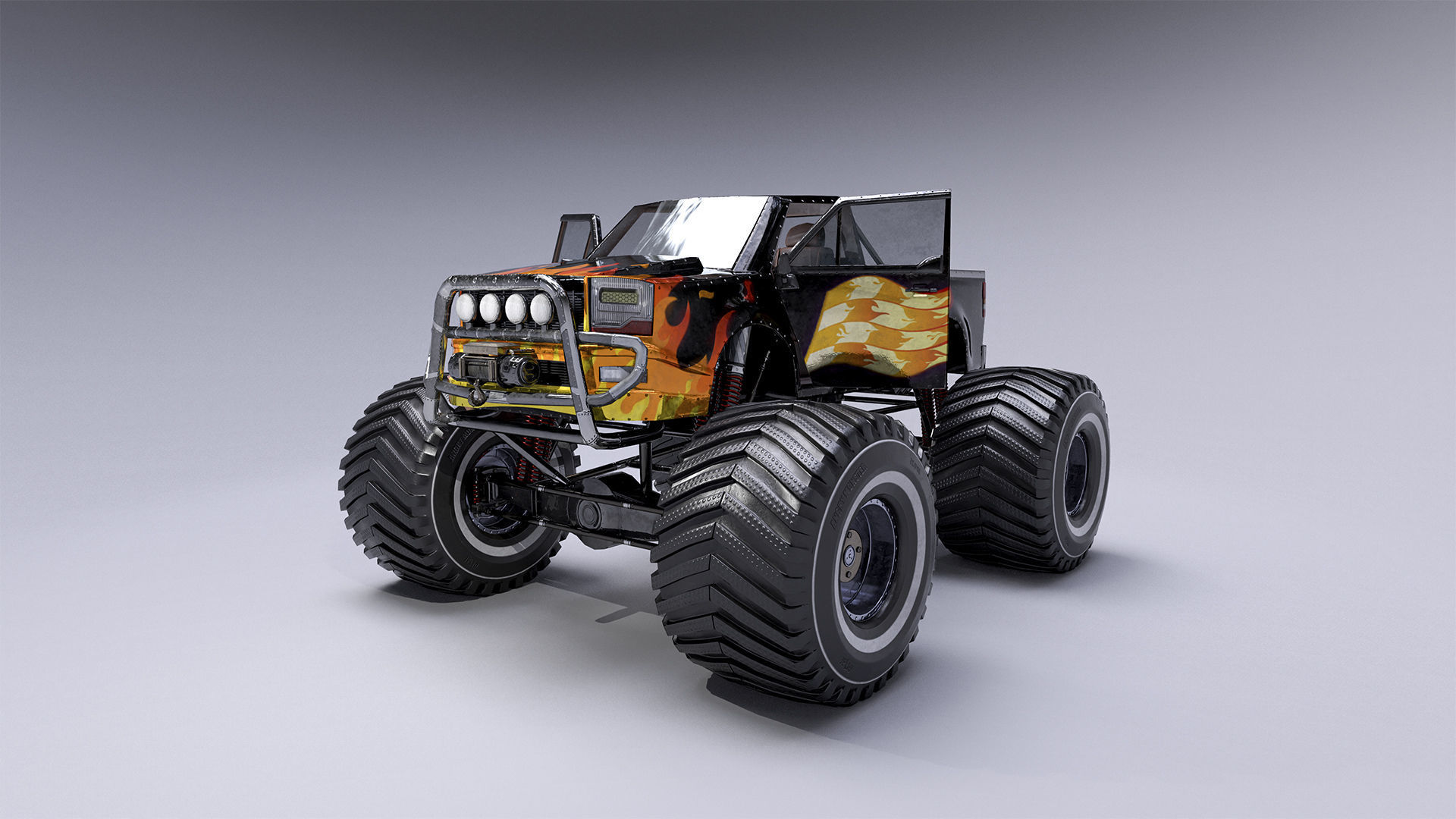 3D model Monster Truck Full Rig Unity and Unreal Engine 4 VR / AR / low ...