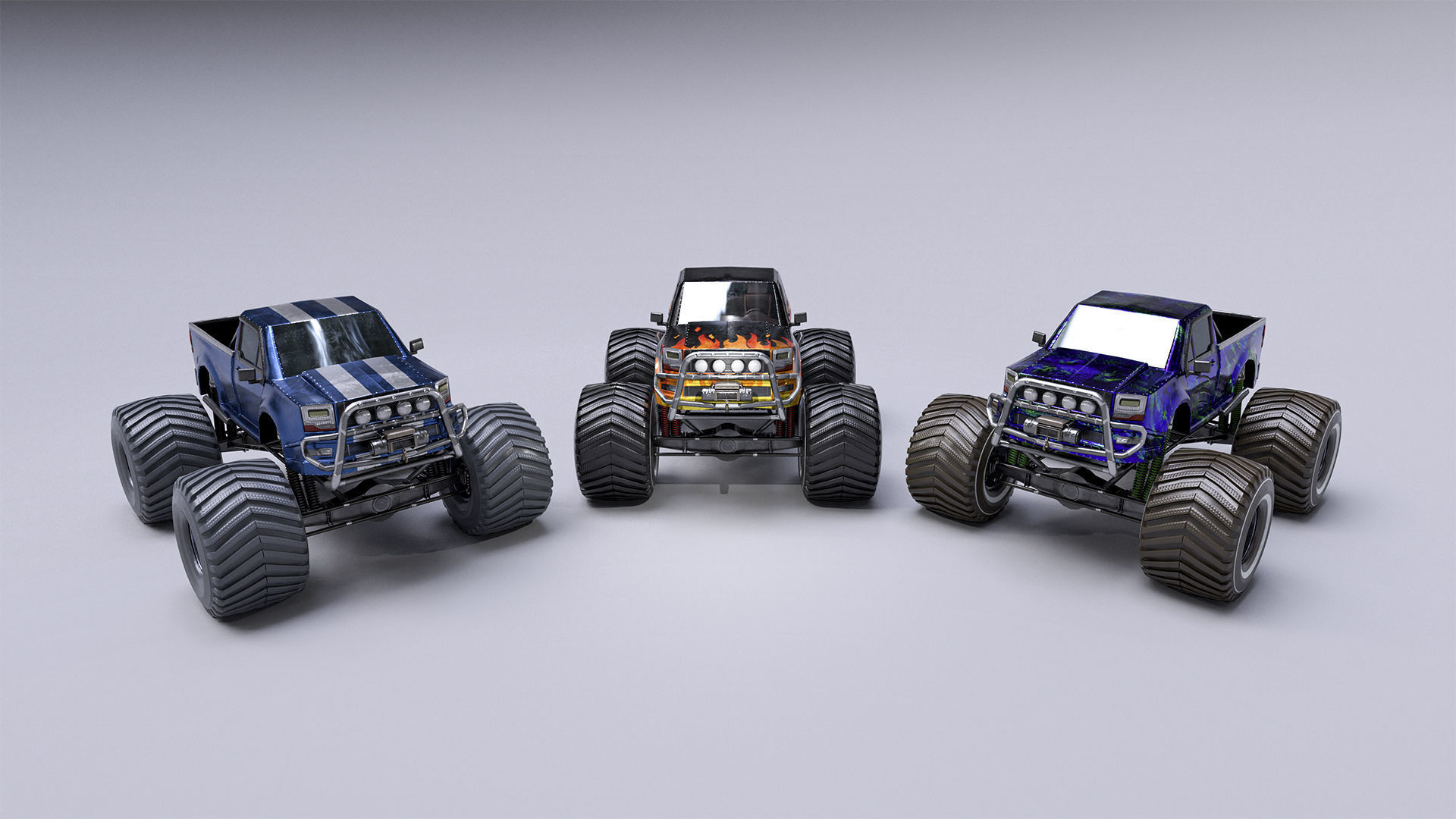 3D model Monster Truck Full Rig Unity and Unreal Engine 4 VR / AR / low ...